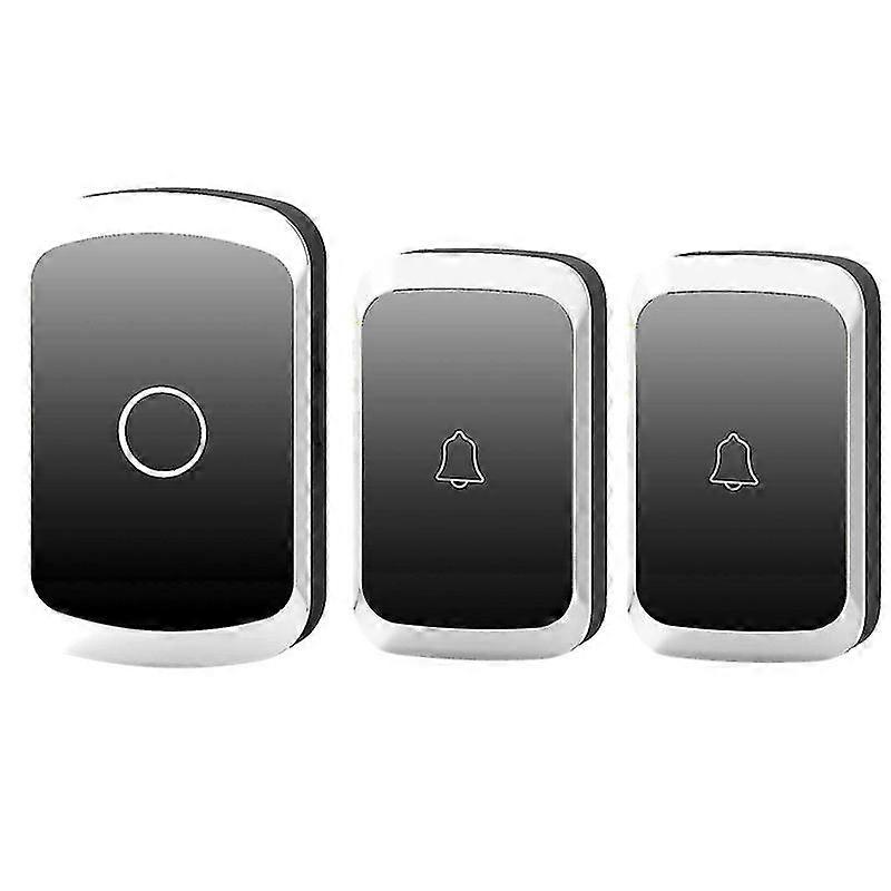 Black Wireless Doorbell Dc Battery Operated Waterproof Remote Control 1 ...