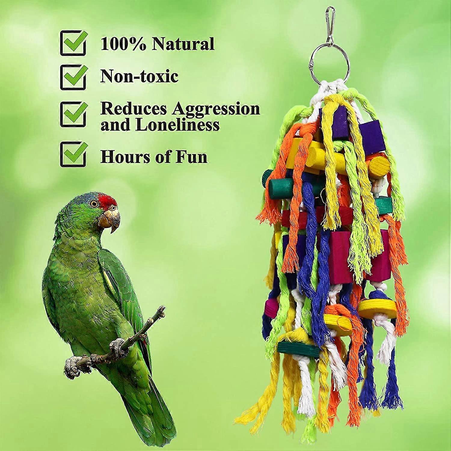 Large And Small Parrot Chewing Toys - Parrot Cage Bite Toys Wooden ...