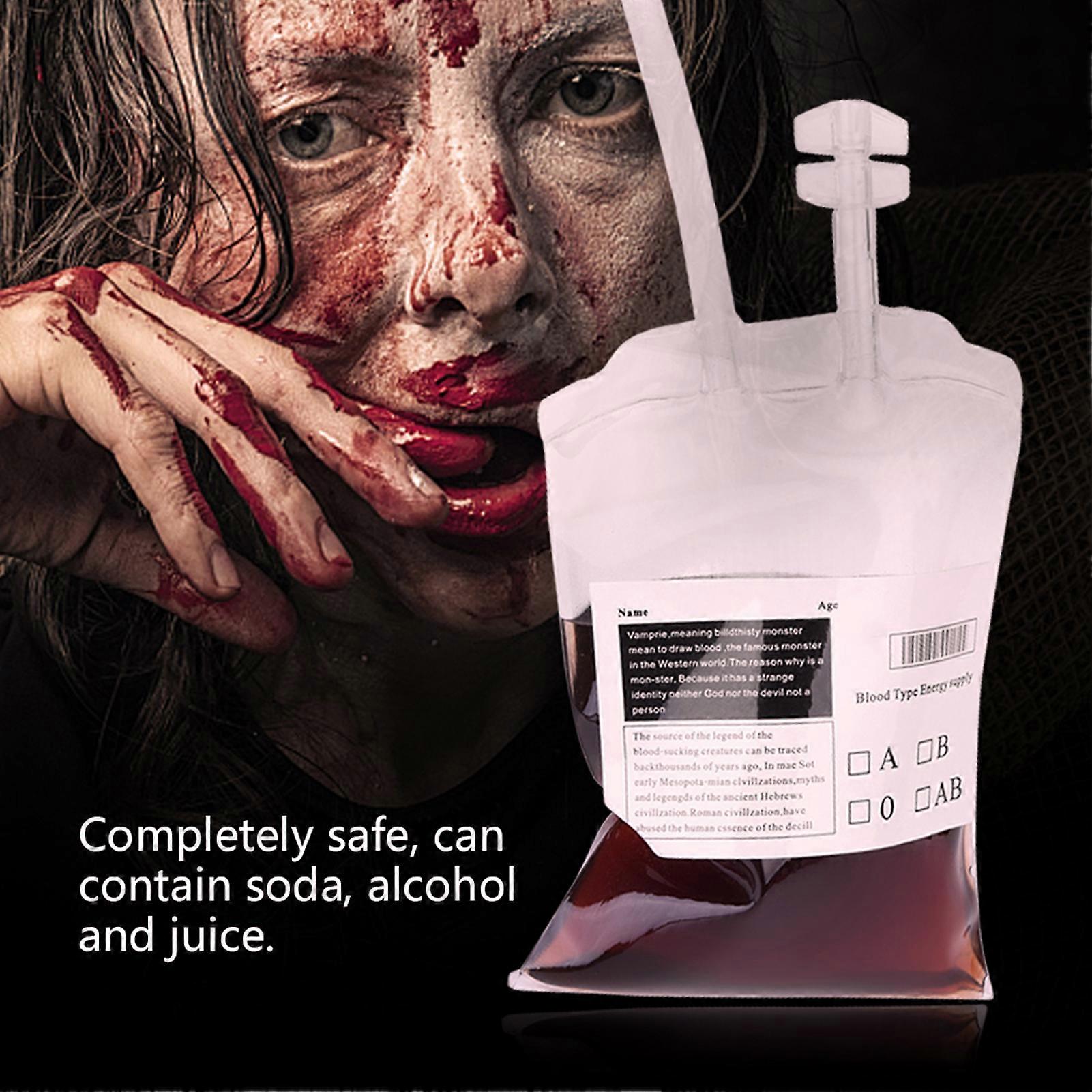 6pcs 350ml Halloween Blood Drink Container Drinking Bag Fruit Juice ...