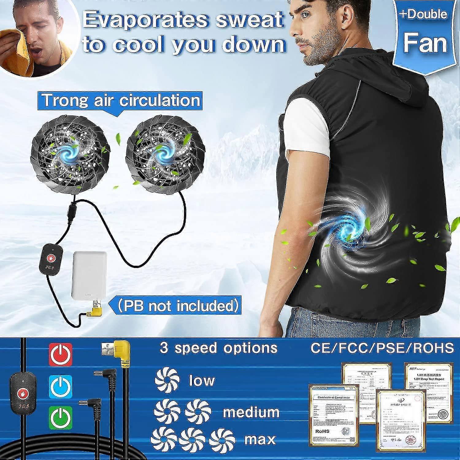 Summer Men Cool Vest Wearable Cooling Fan Vest Air-conditioned Clothes ...