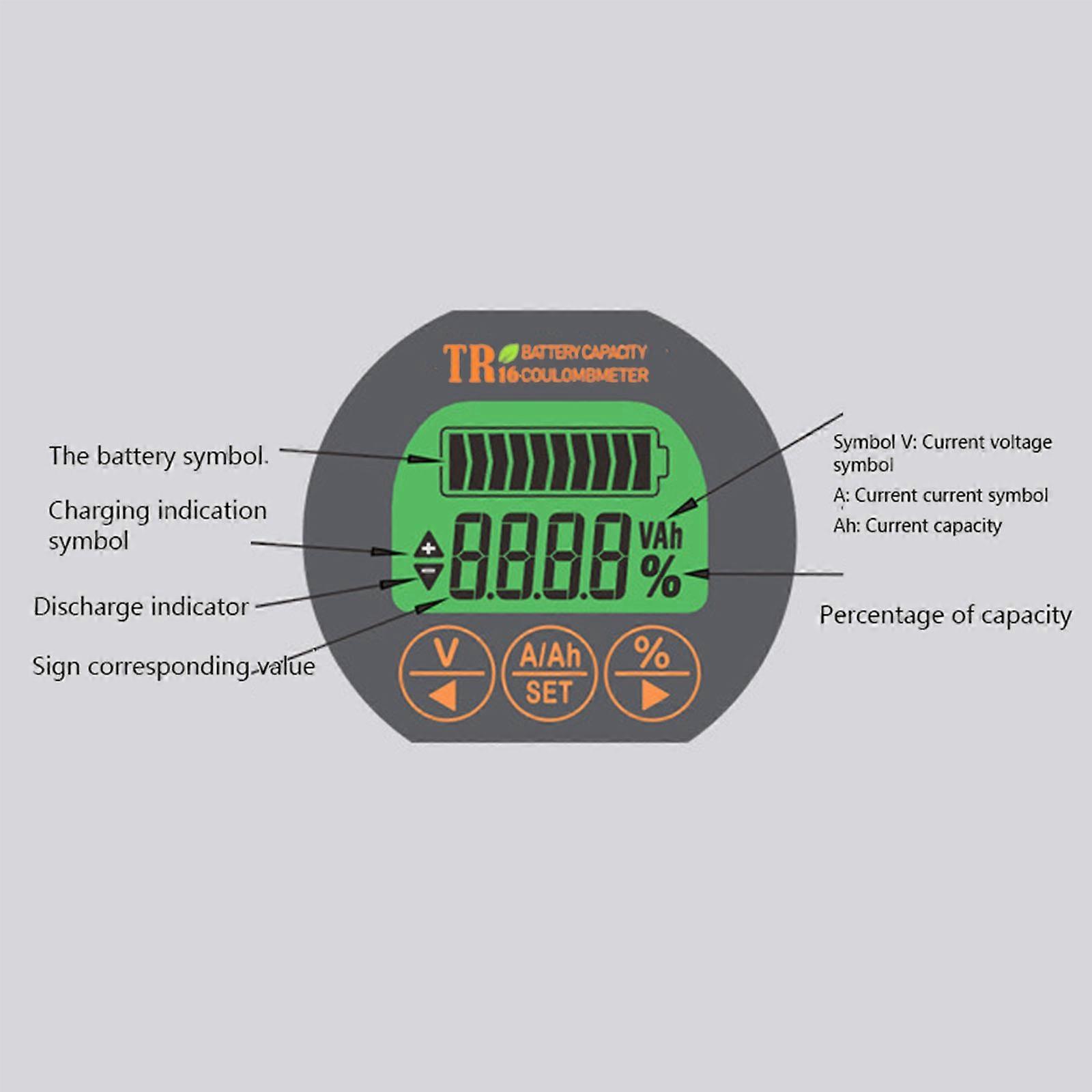 for DC 8-80V 50A 100A 350A TR16 Coulomb Counter Meter Battery Capacity ...