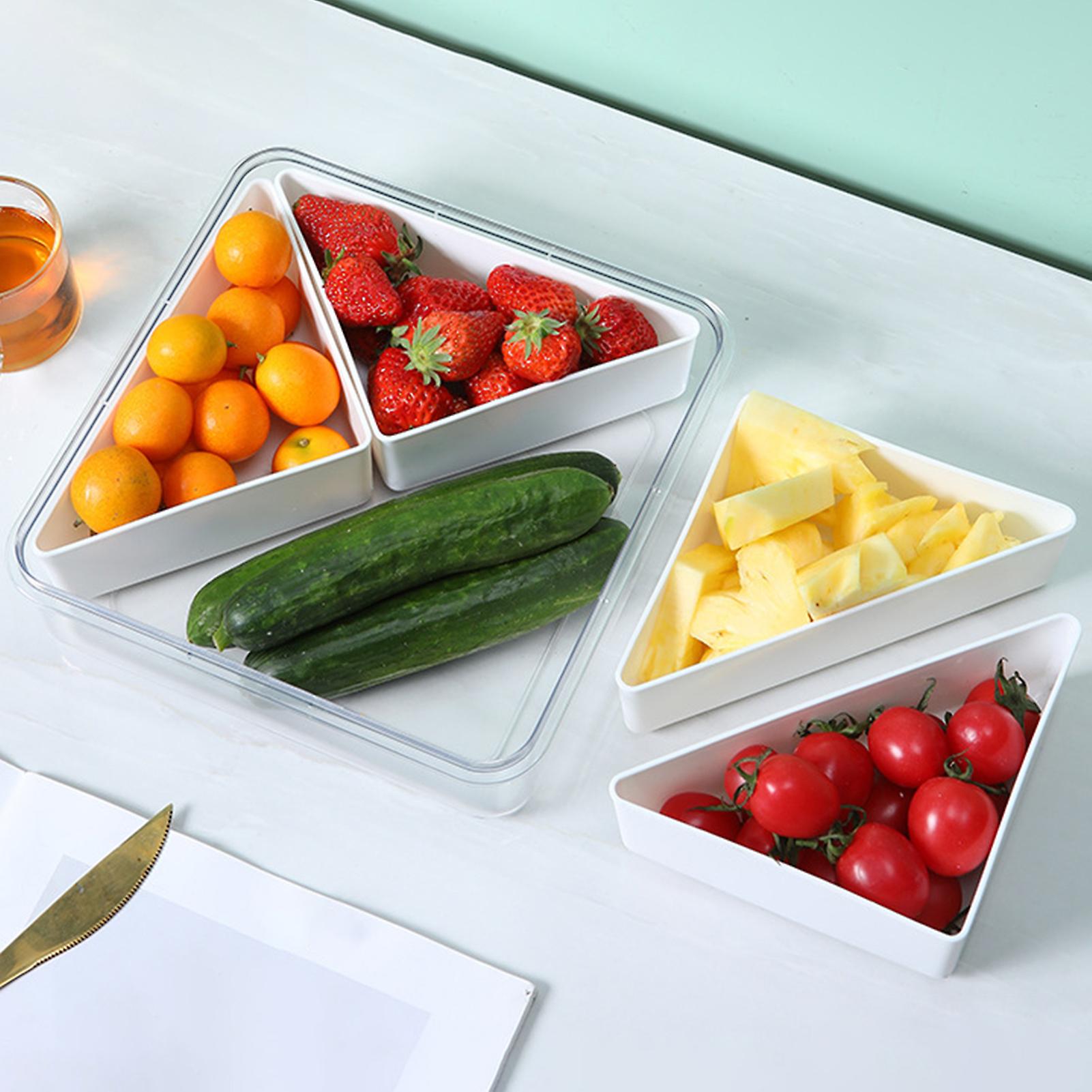 Veggie Tray with Lid 4/6 Compartments Divided Snack Box Container Party ...