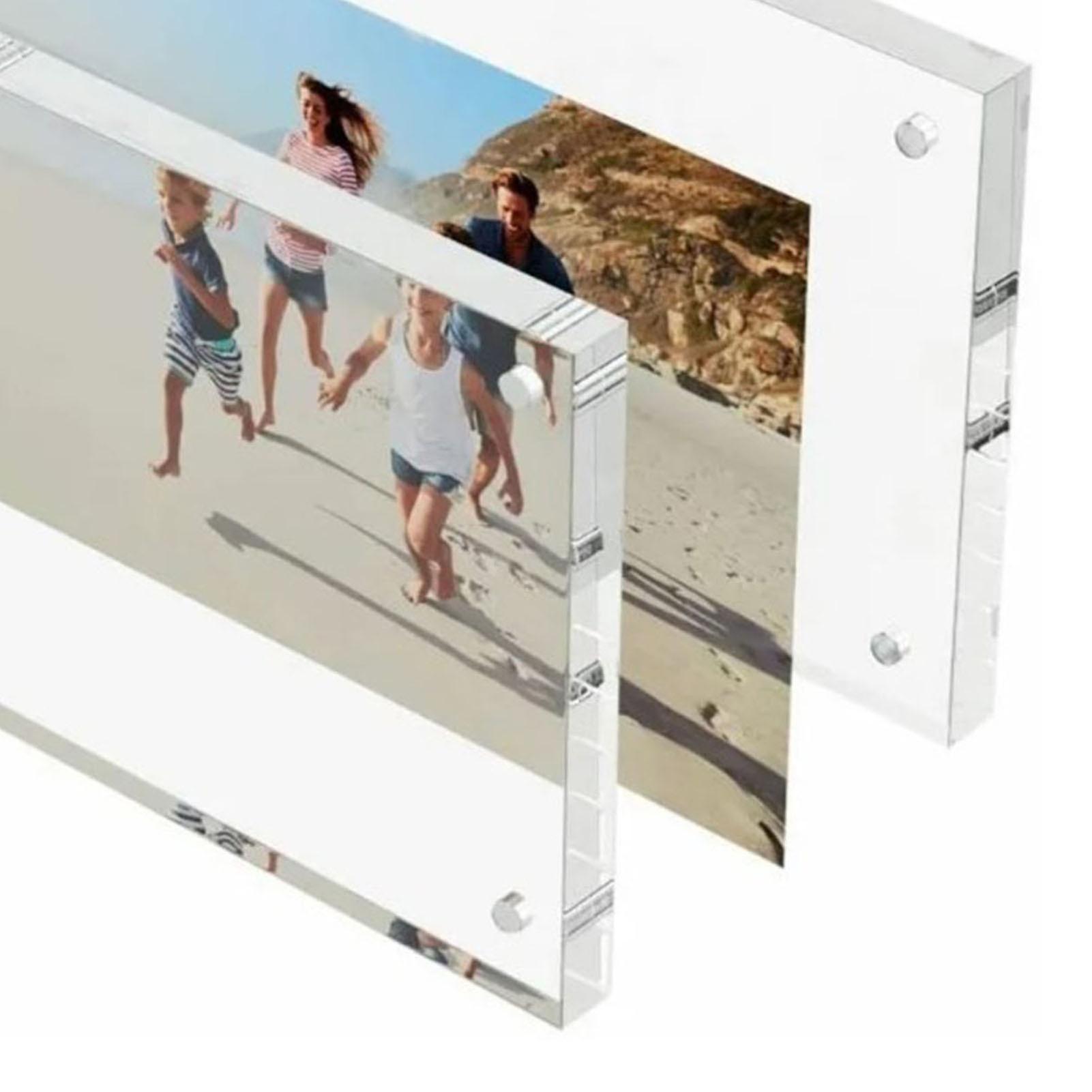 Acrylic Photo Frame Crystal Clear Frameless Double Sided Freestanding ...