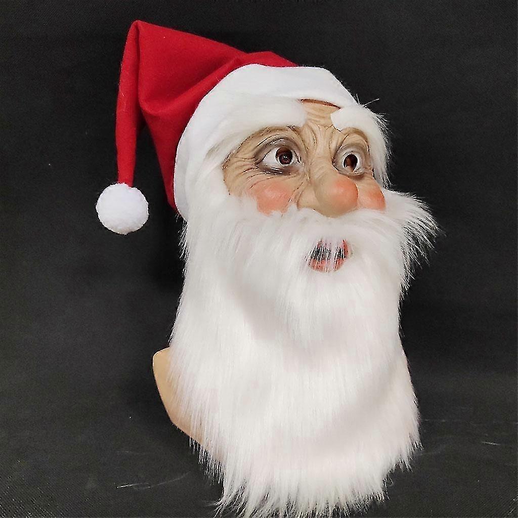 Father Christmas Latex Mask Dress Up Role Play With Hat, Christmas ...
