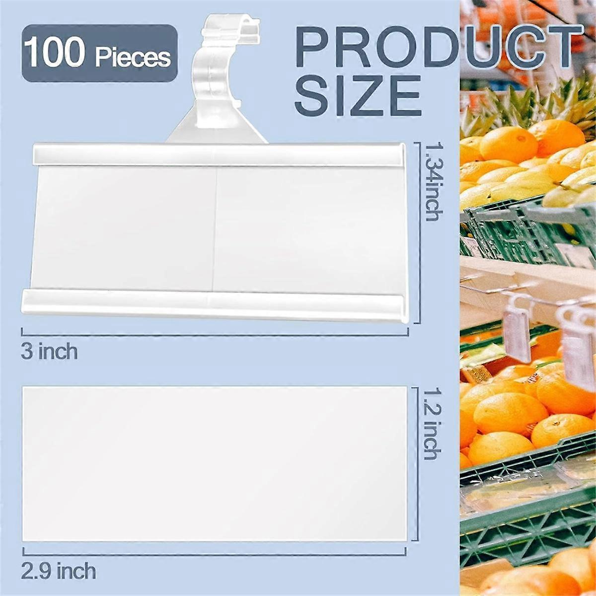 100 Pieces Plastic Wire Shelf Label Holders, Reusable Price Label ...