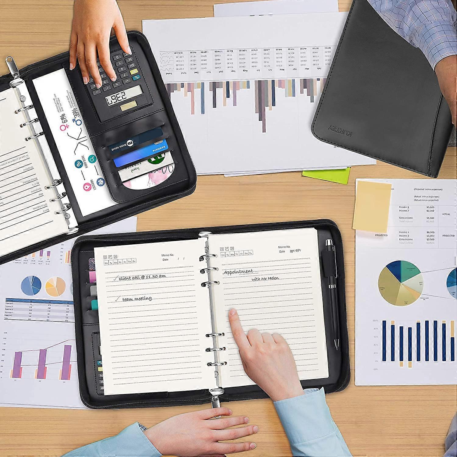A5 Zipped Conference Folder - Black Personal/Work Organiser - Business ...