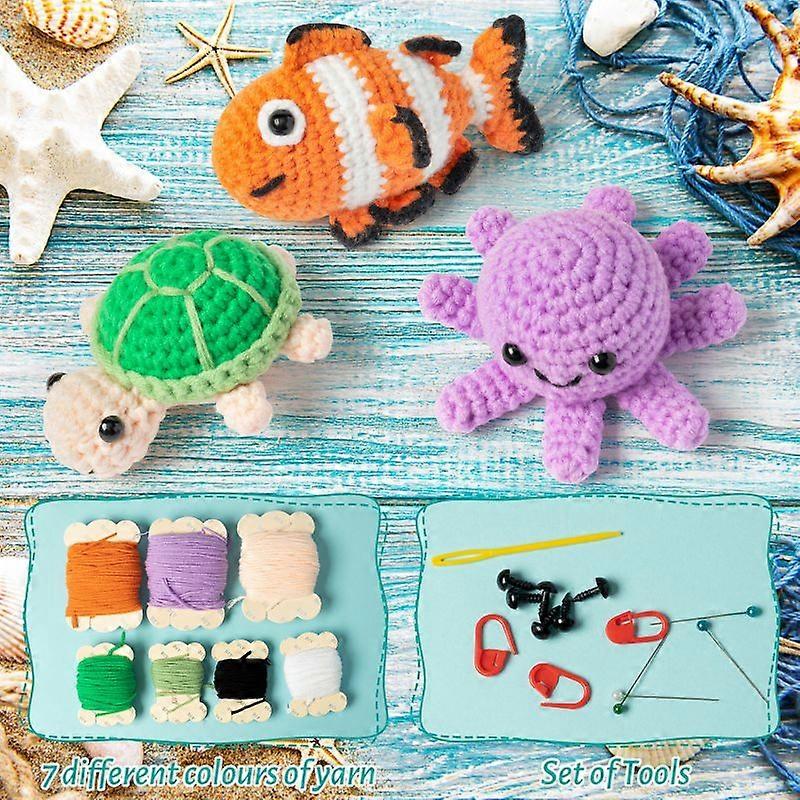 DIY Stickat Djur Nybörjare Virka Kit Barn Vuxen Favors Manuell Virkning ...
