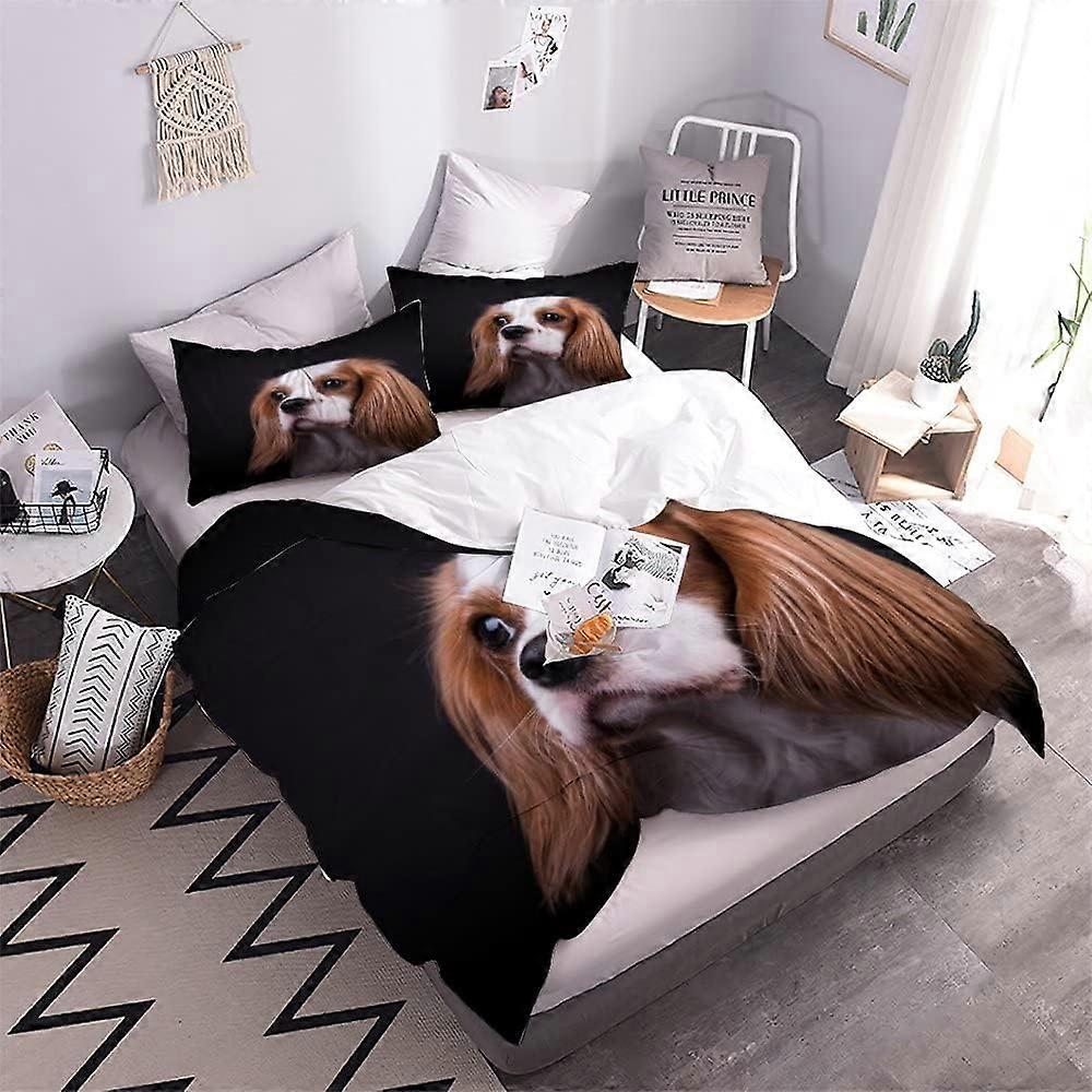 3D Pet Dog Duvet Cover,Cavalier King Charles Spaniel Bedding Set,Black ...