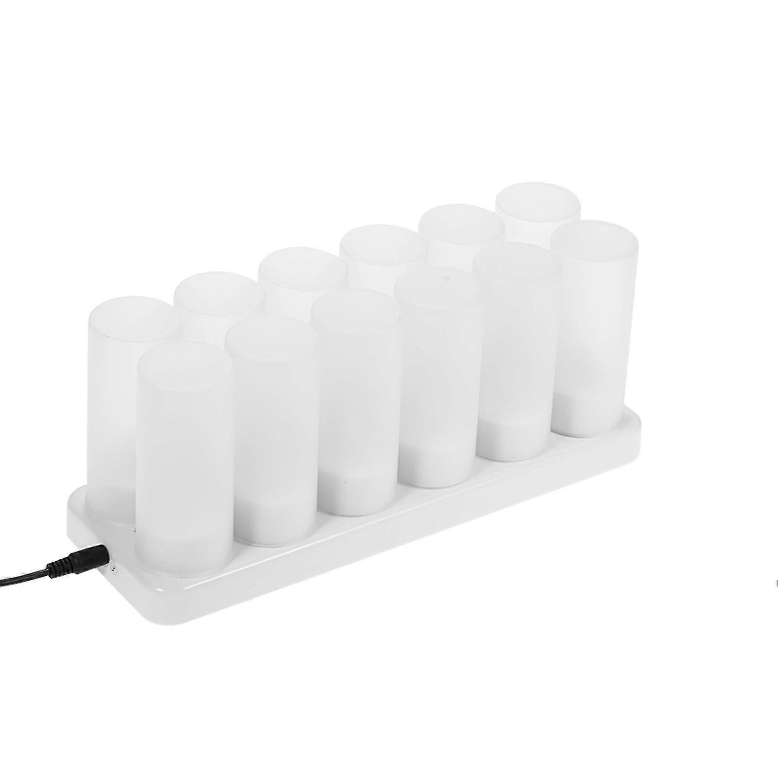 Set of 12 Rechargeable LED Color Changing Flickering Flameless Tealight ...