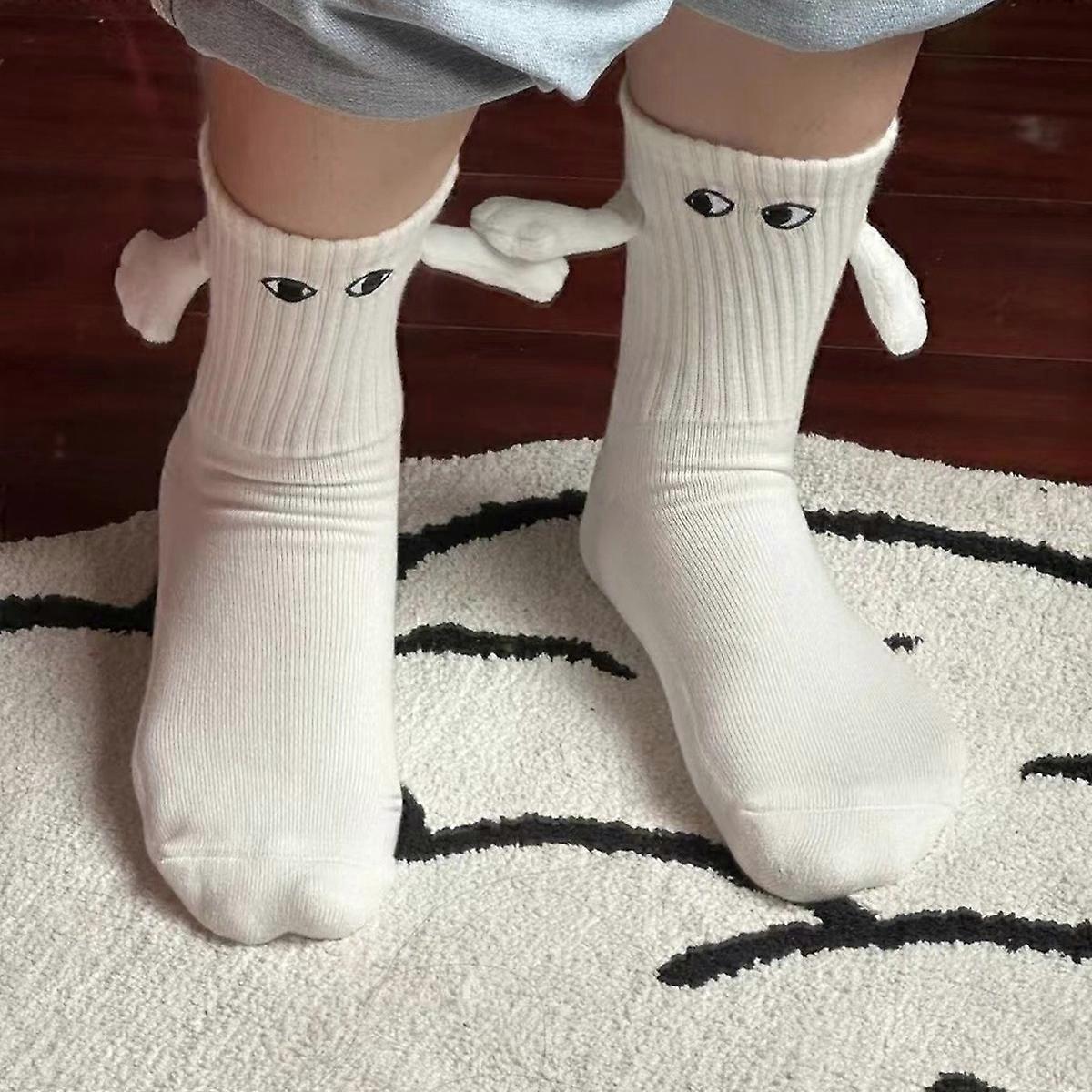 2 Pairs Couple Holding Hands Socks, Magnetic Funny Holding Sock, Hand ...