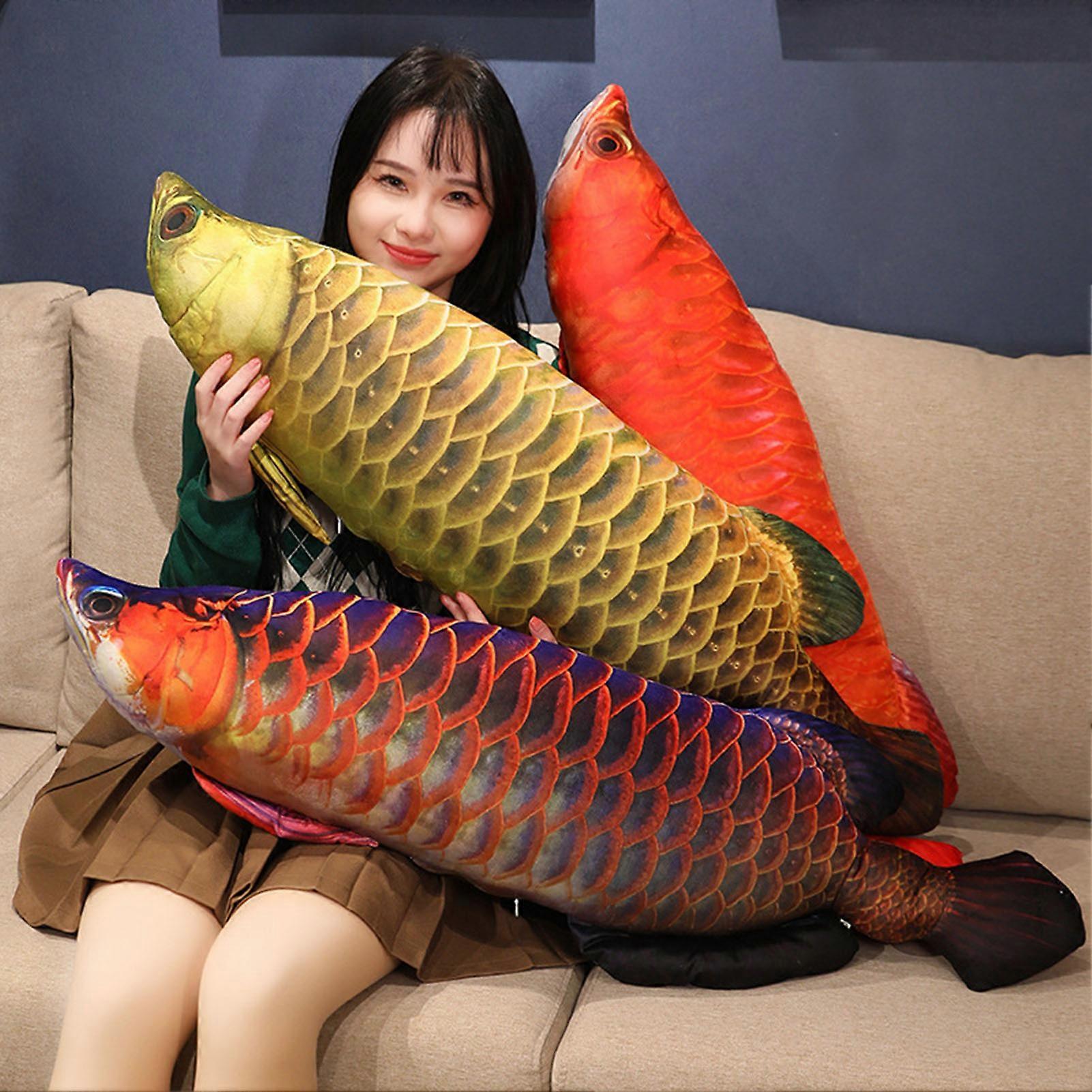 Fish Plush Pillow Soft Back Cushion Golden Arowana Red Carp Doll ...