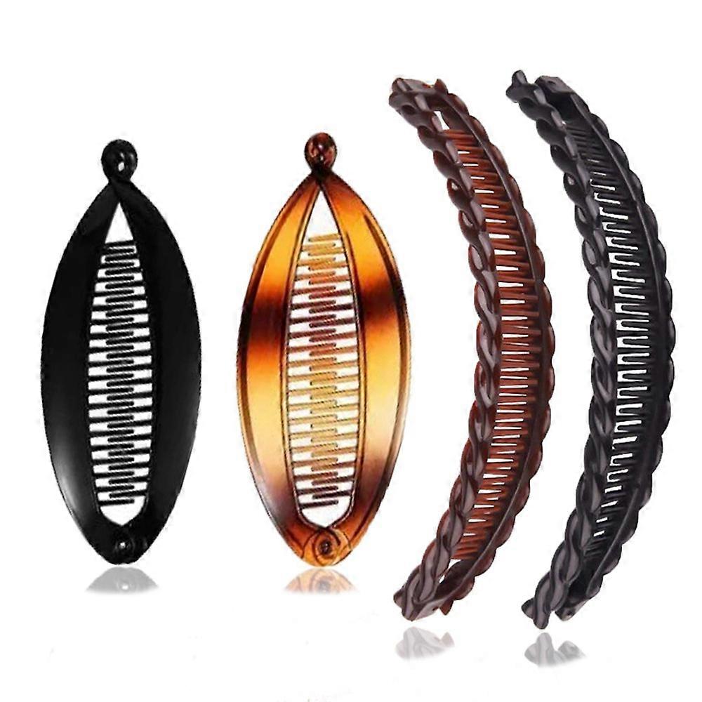 Pack of 4 Banana Clips, Vintage Fishtail Hair Clip, Ponytail Holder ...