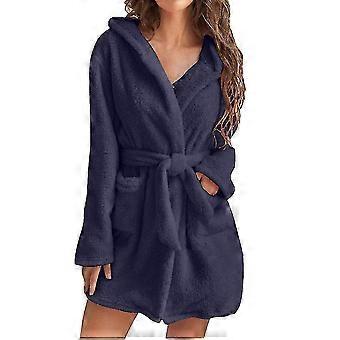 Women Hooded Plush Robe, Short Womens Fleece Robes With Hood Soft Warm ...