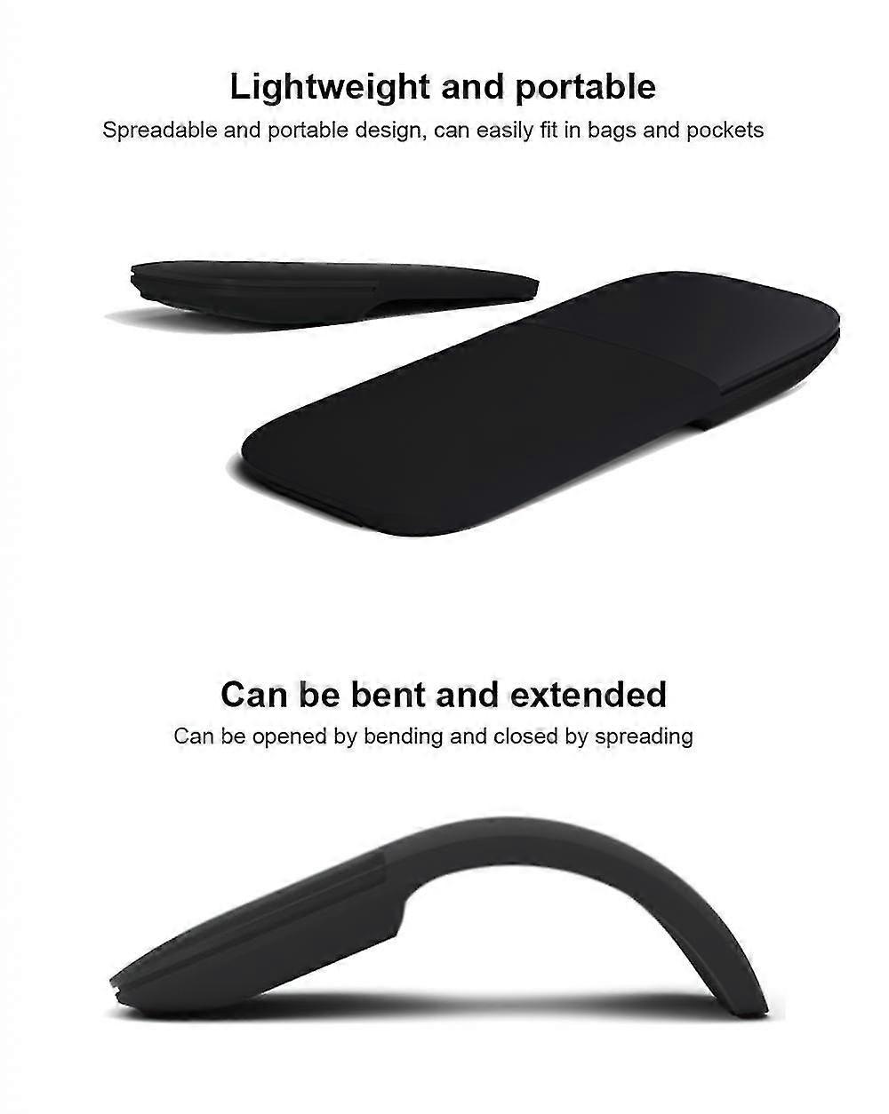 Bluetooth 4.0 Folding Wireless Mouse Arc Touch Roller Computer Silent ...