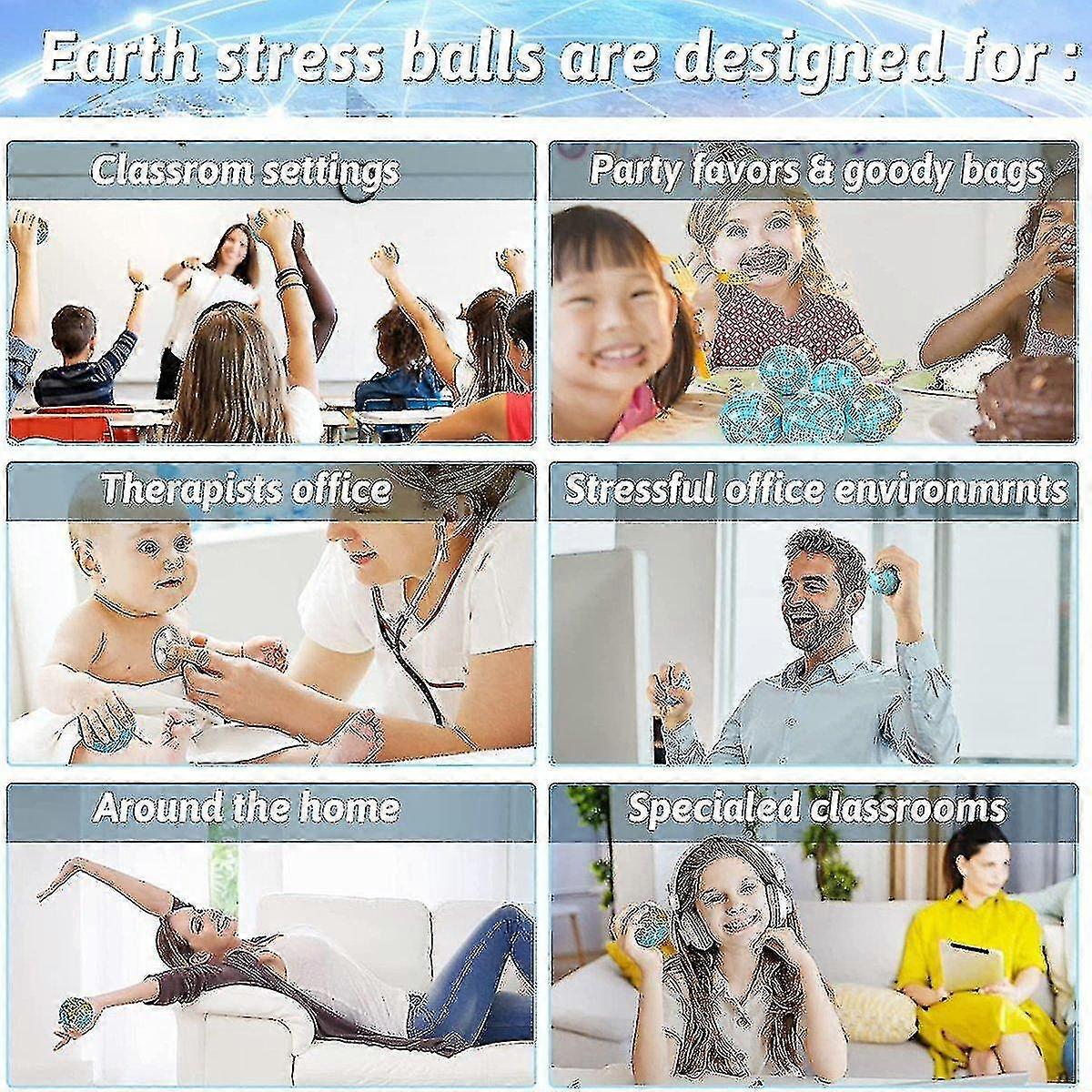 20 Pack Earth Stress Balls,2.5 Inches Earth Theme Squeeze Balls,stress ...