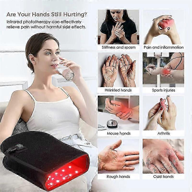 Red&Infrared Light Therapy Device For Hand Pain Relief Near Infrared Mitten Glove For Arthritis ...