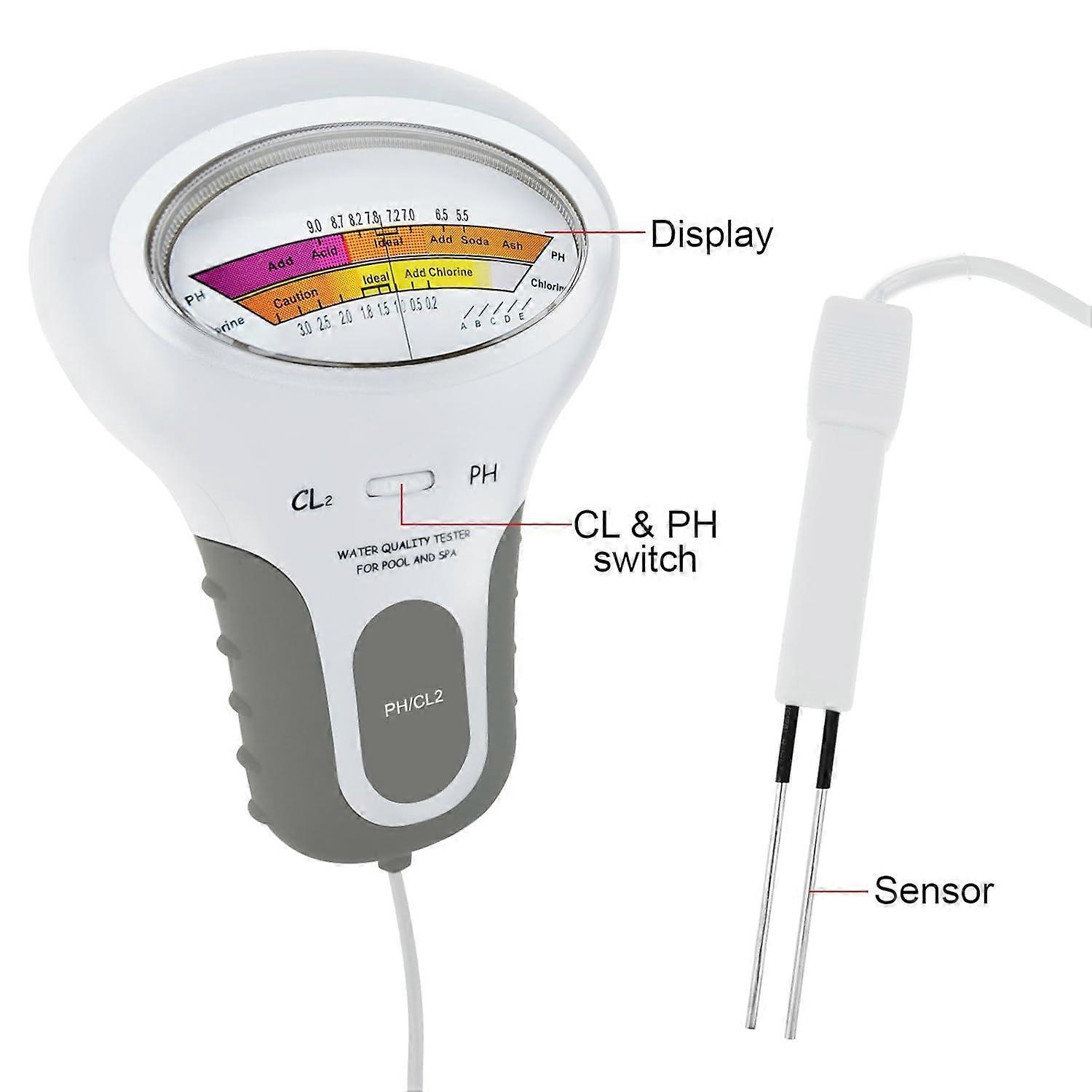 2-in-1 Chlorine Ph Meter Swimming Pool Tester, Cl2 Level Meter Test Spa ...