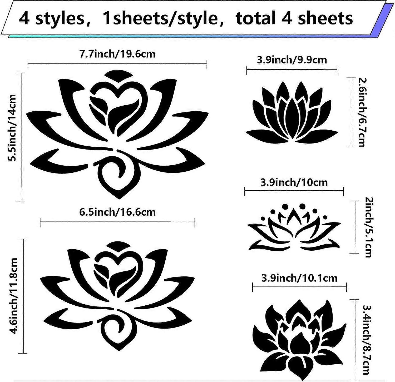 4 Styles Lotus Flower Decal Black Lotus Car Sticker Flower Car Decals ...