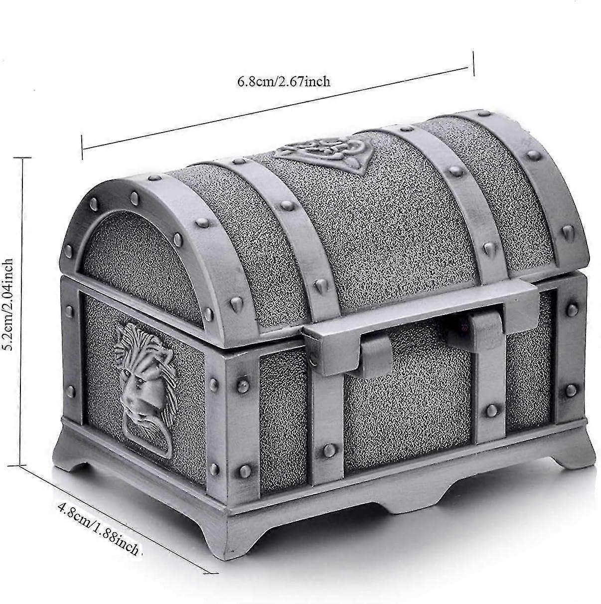 Vintage Metal Treasure Chest Trinket Jewelry Box Gift For Girls ...