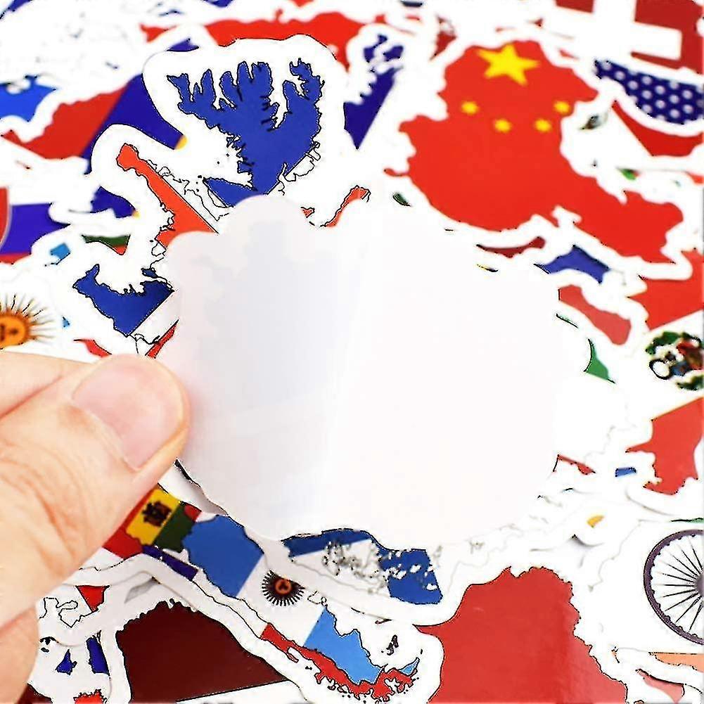 50 Pcs Vinyl National Flag Country Map Stickers World Flag Stickers ...