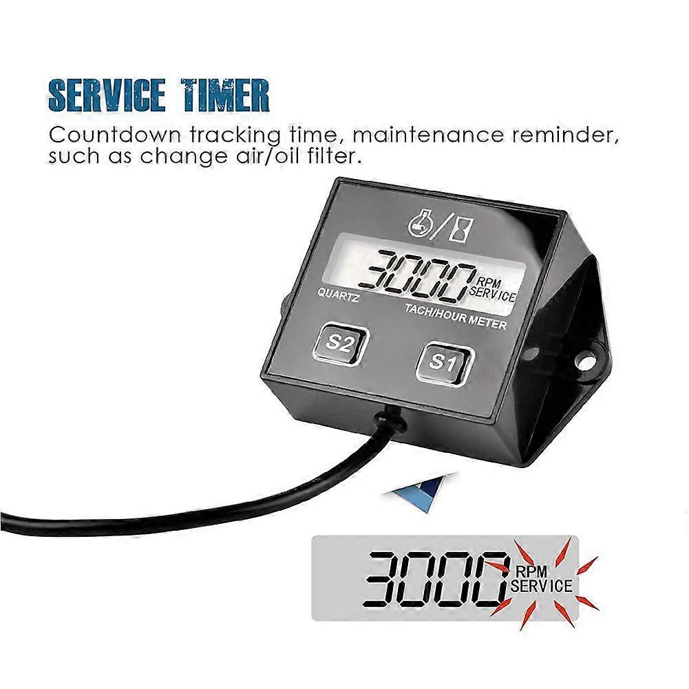 Digital Engine RPM Tachometer Hour Meter Gauge. For 2 Stroke and 4 ...