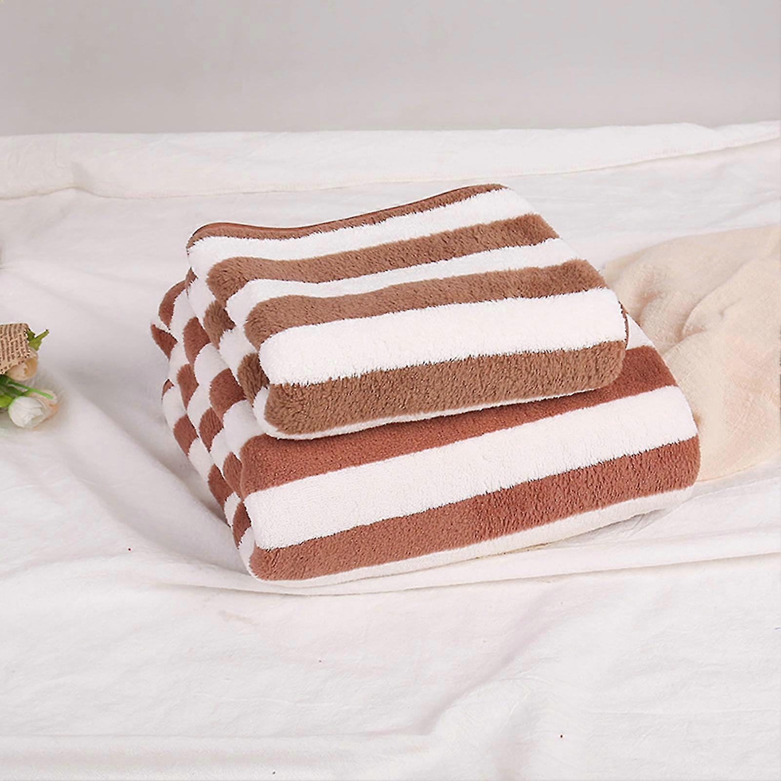 Large Plush Bath Towels Striped Design Quick Dry Highly Absorbent Soft ...