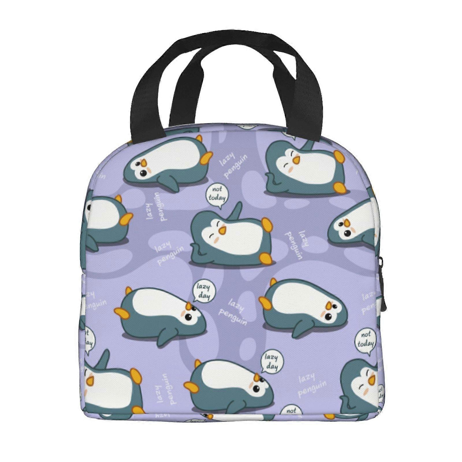 Cute And Funny Penguin Pattern Lunch Bag Reusable Insulated Lunch Box ...