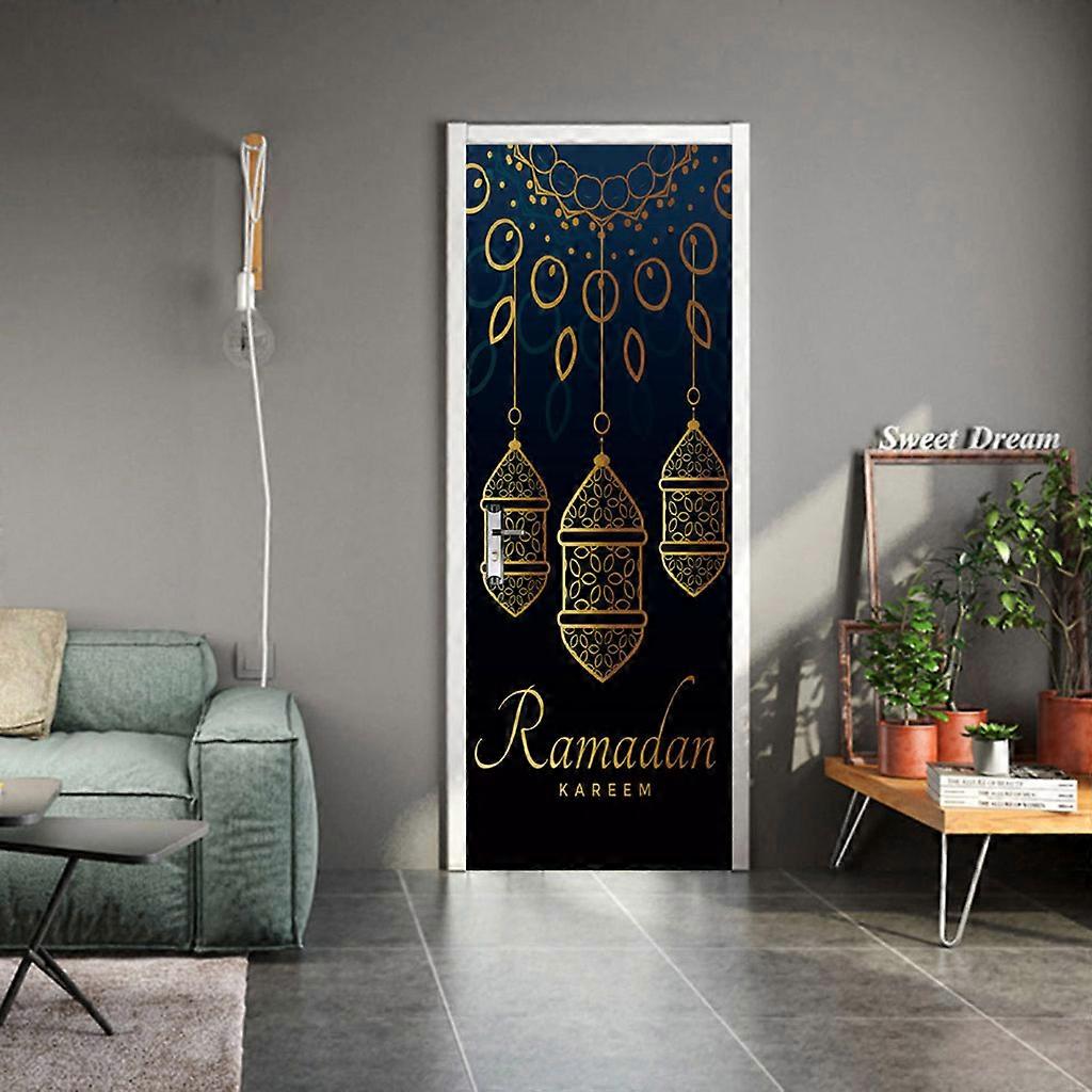Eid Mubarak Decoration PVC Wallpaper 3D Door Sticker Happy Ramadan Wall ...