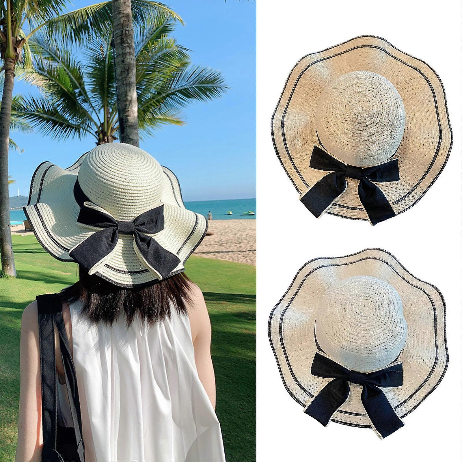 Ribbon Bow Straw Hat Handmade for Dress-up Wear Party Straw Simple ...