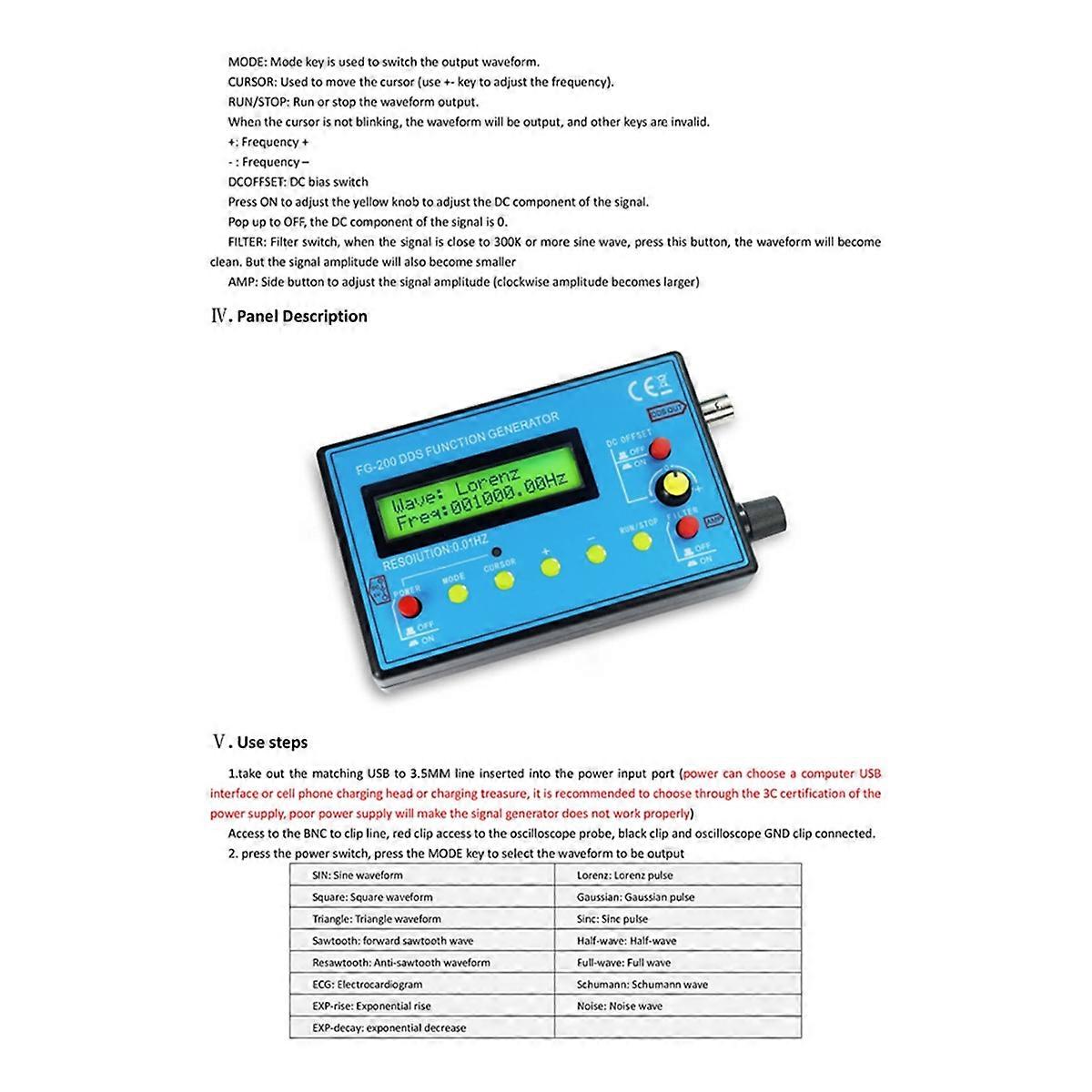 FG-200DDS DDS Function Signal Generator Frequency Counter 0.01HZ-500KH ...