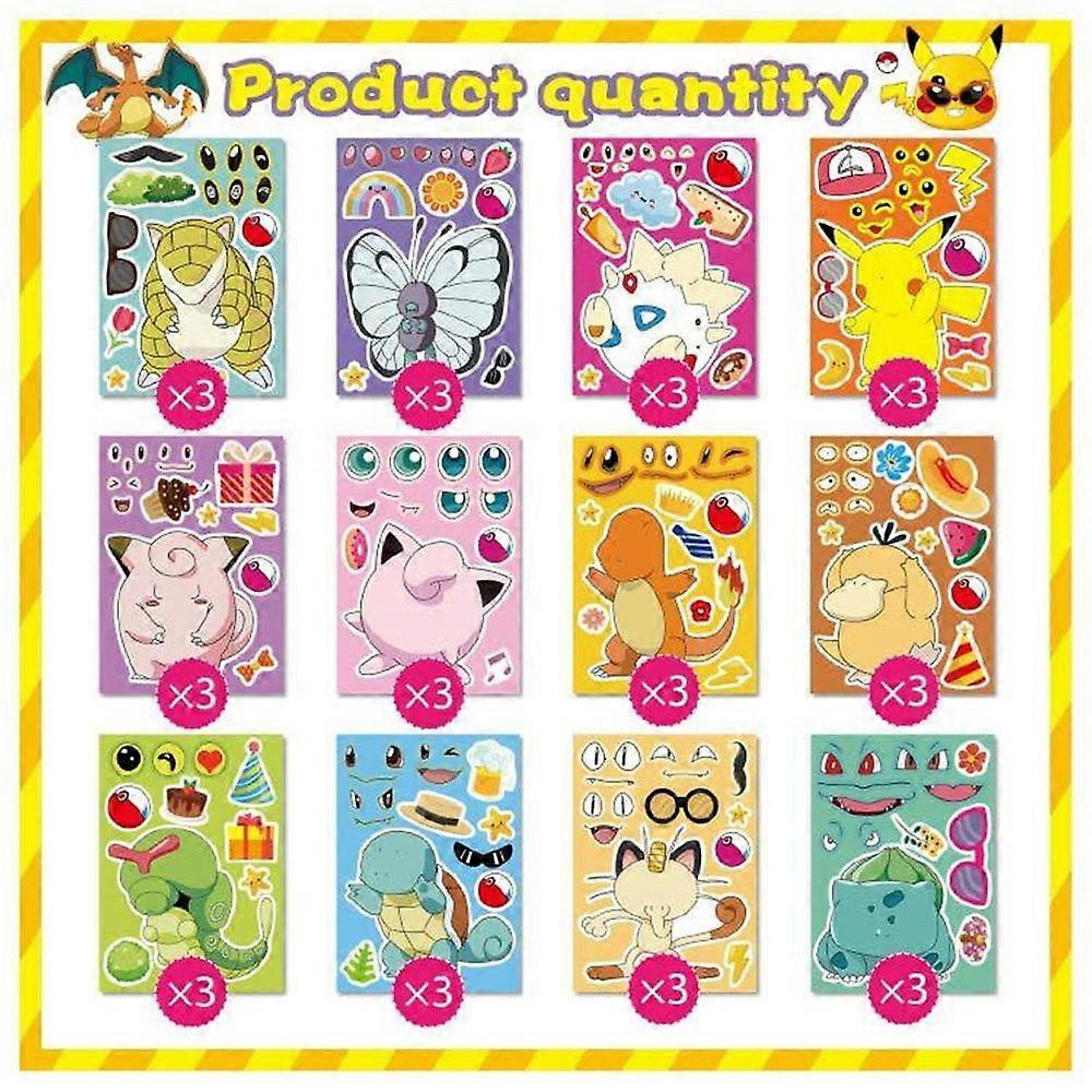 Pikachu Inspired Make-a-face Stickers, Make You Own Stickers DIY ...