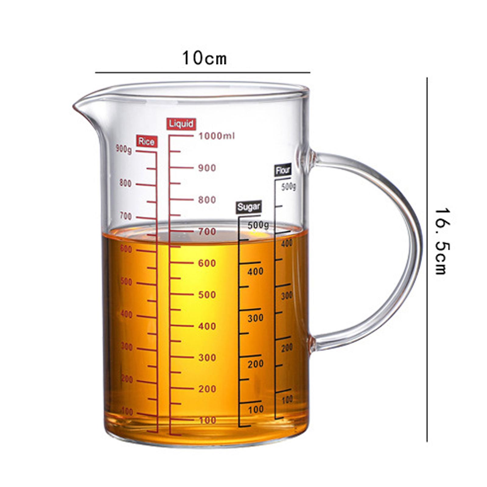Glass measuring cup, 1 liter, with lid, scale for liters, milliliters ...