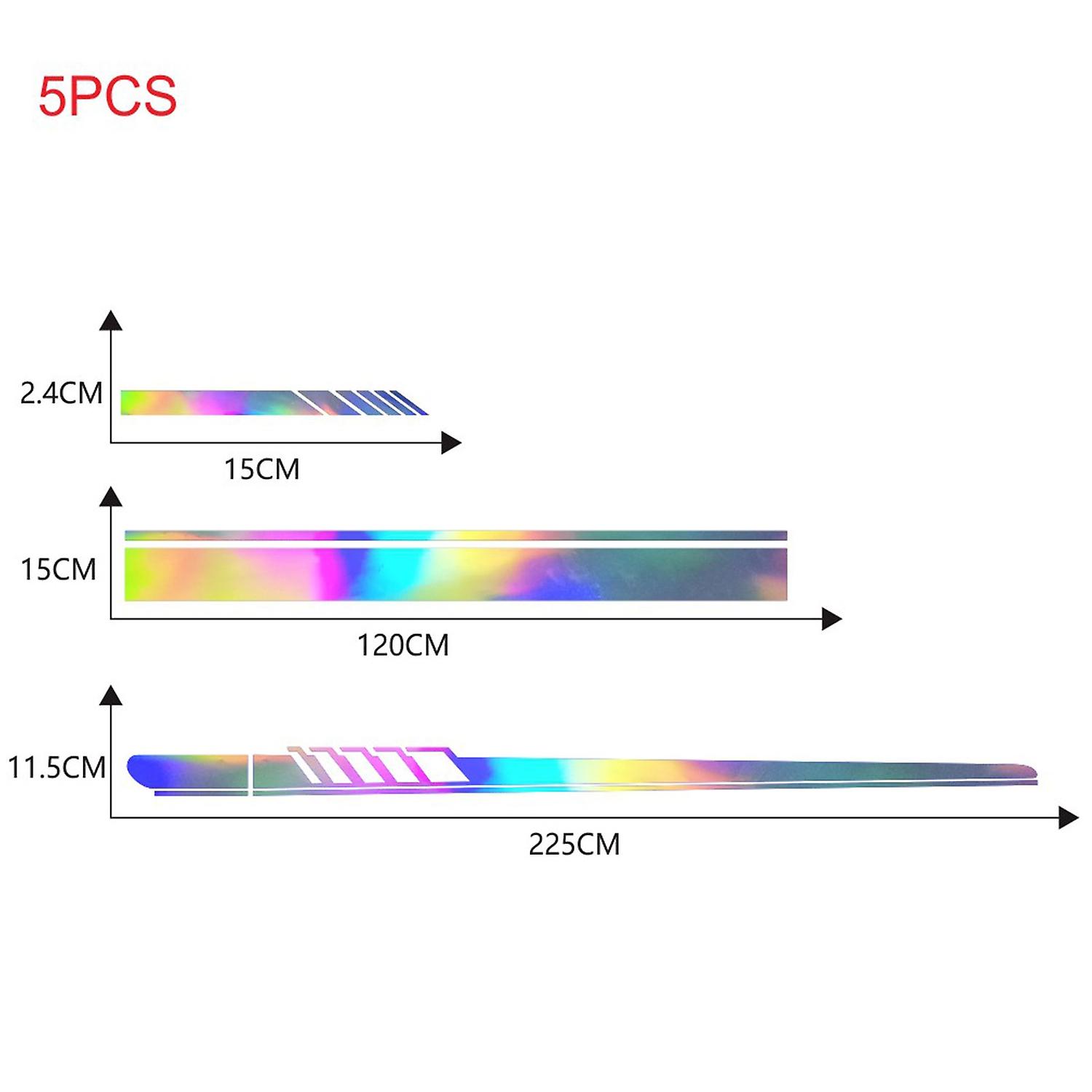 5 Pieces Reflective Stripe Vinyl Car Side Sticker Auto Body Racing ...