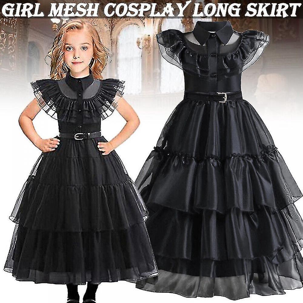2024kids Girls Wednesday The Addams Family Costume Halloween Dress ...