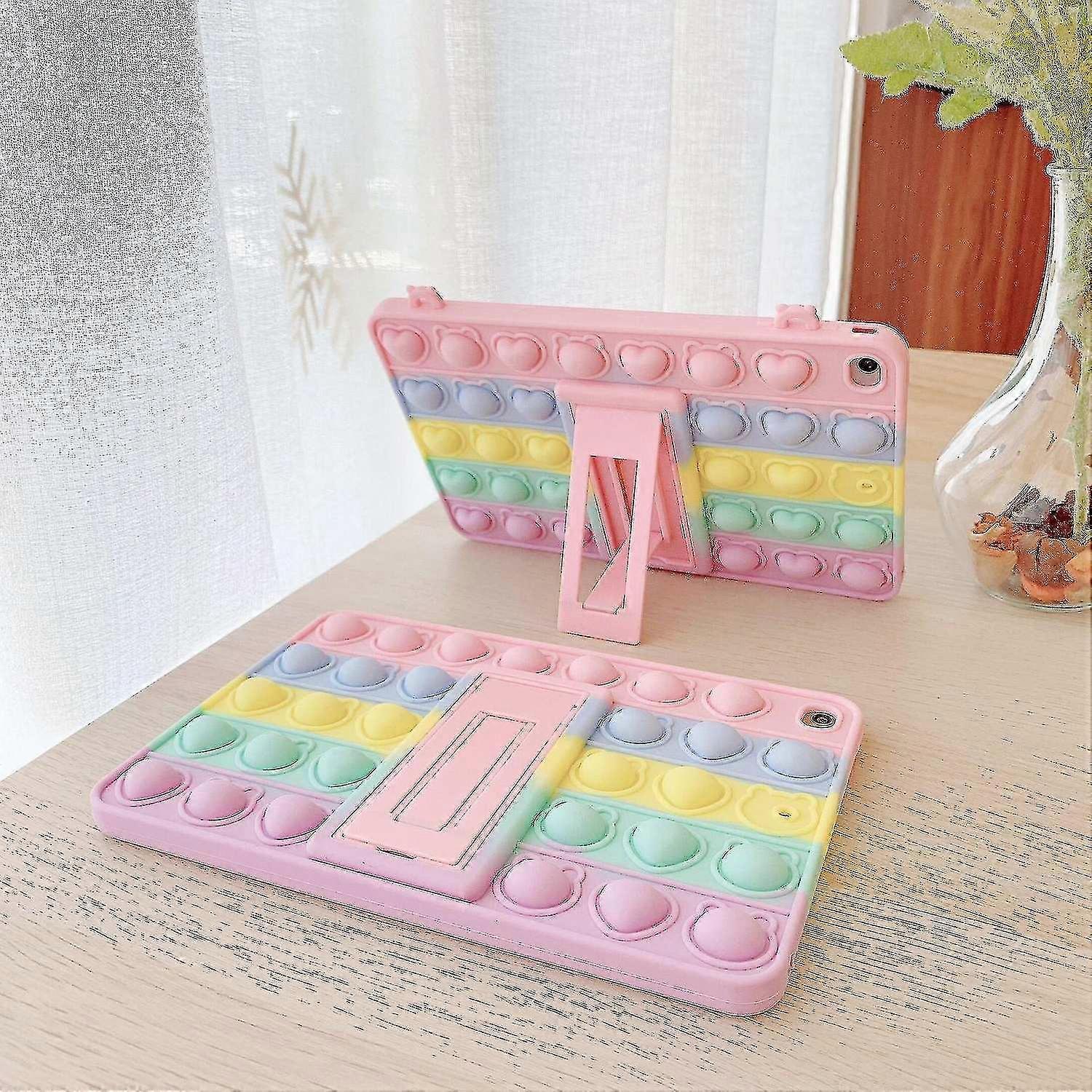 Pop-it Push Bubble Fidget Toy Silicone Cute Case For Ipad With Lanyard ...