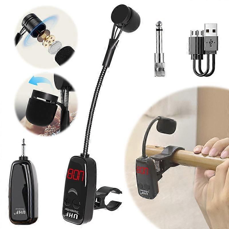 Clip-on Wireless Receiver And Transmitter Musical Instrument Microphone ...