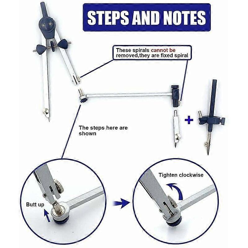 Set with stainless steel compasses and 5 accessories for children for ...