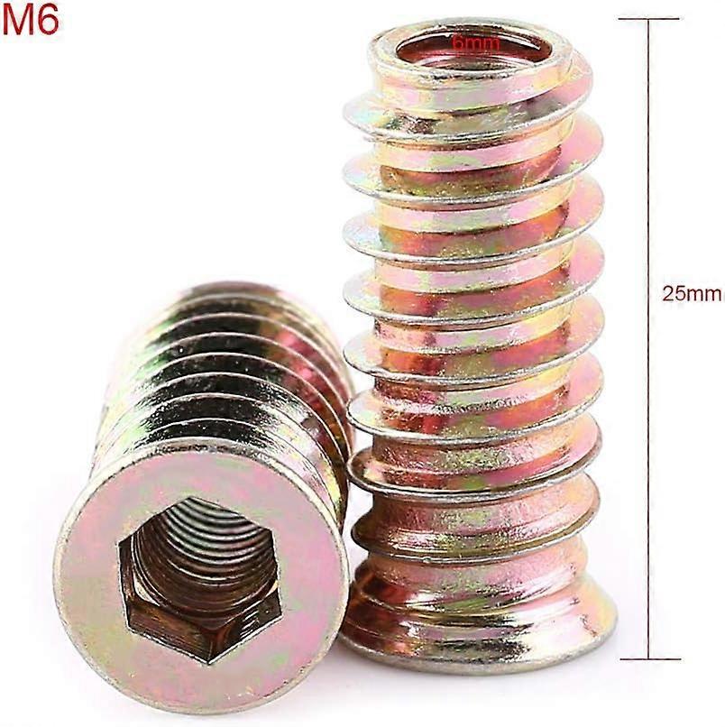 Insert Filet Bois, 20 Pices crou Hexagonal Filet En Acier Au Carbone Zingu, Vis Insert M6 ...