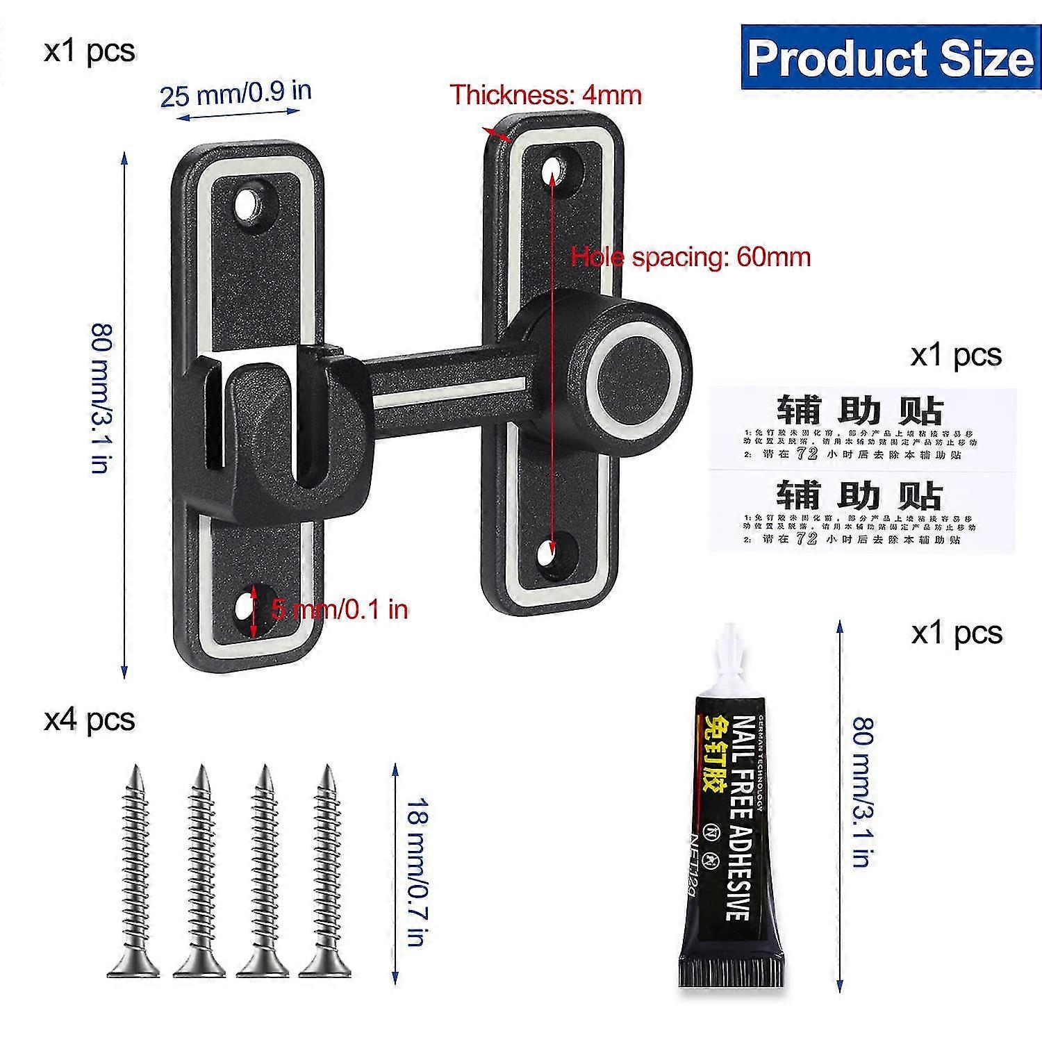 Illuminated Sliding Door Lock, 90/180 Sliding Door Lock, No Hole ...