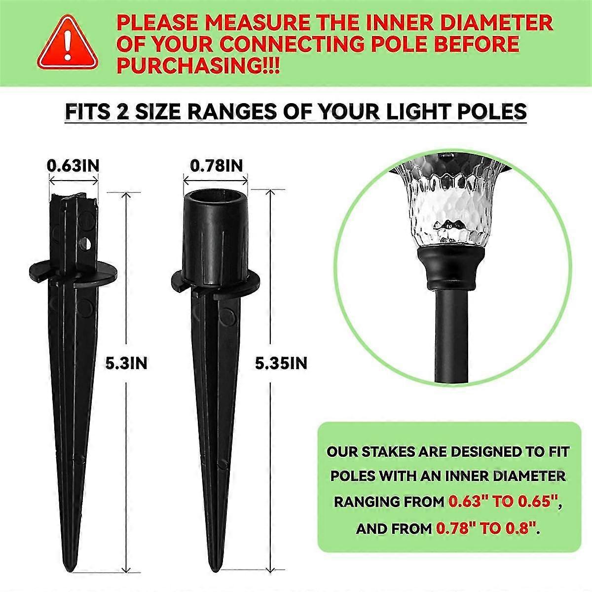 12 Pack Metal Replacement Stakes for Solar Lights Outdoor, 0.78 X 5.35 ...