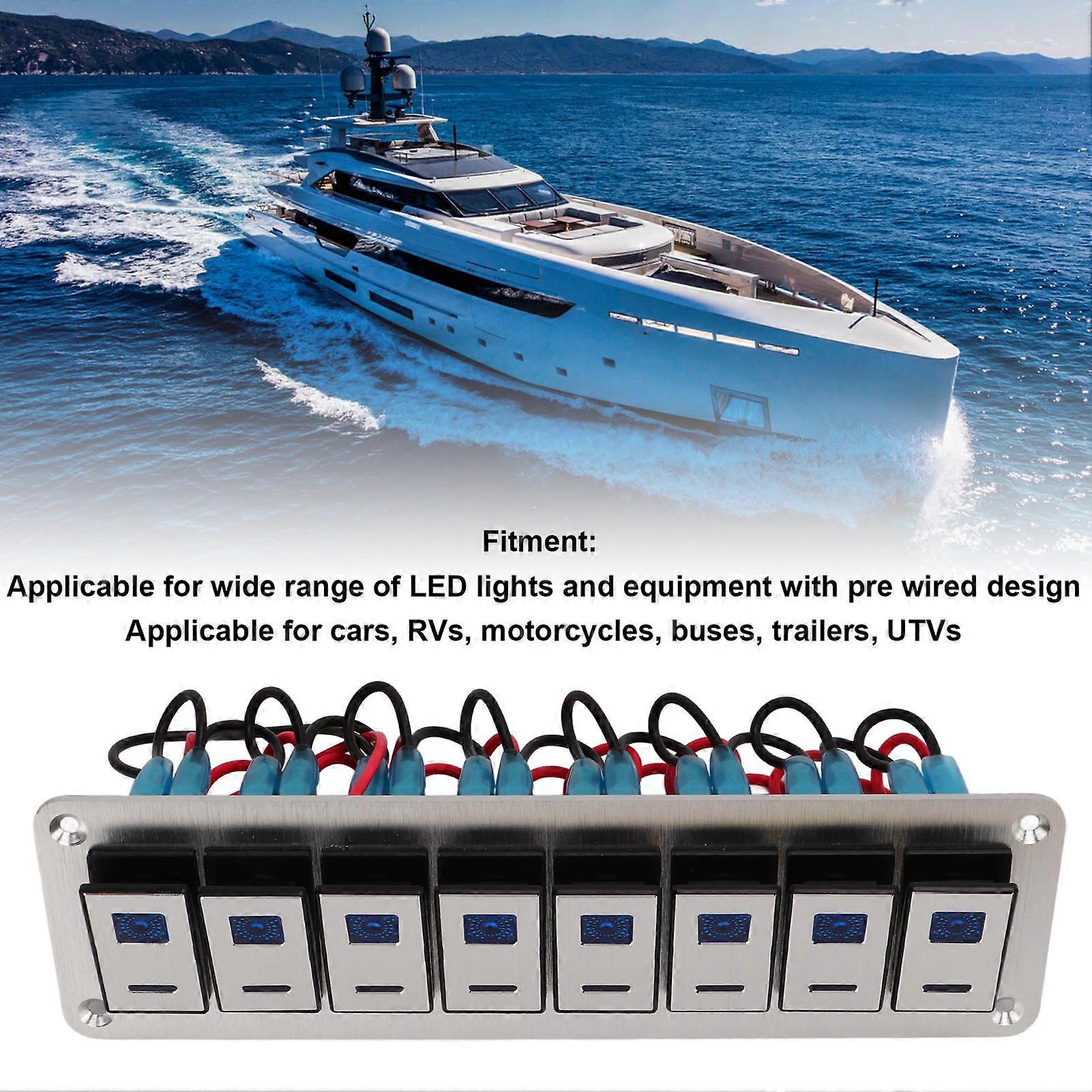 Rocker Switch Panel 8 Gang 12?24V 5 Pin Blue Light Toggle On Off Lights ...