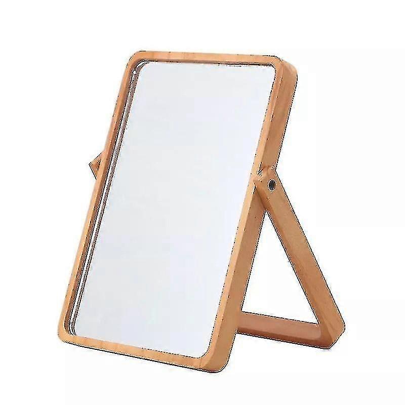 Wooden Desktop Mirror With Stand Vanity Mirror Makeup Mirror Tabletop ...