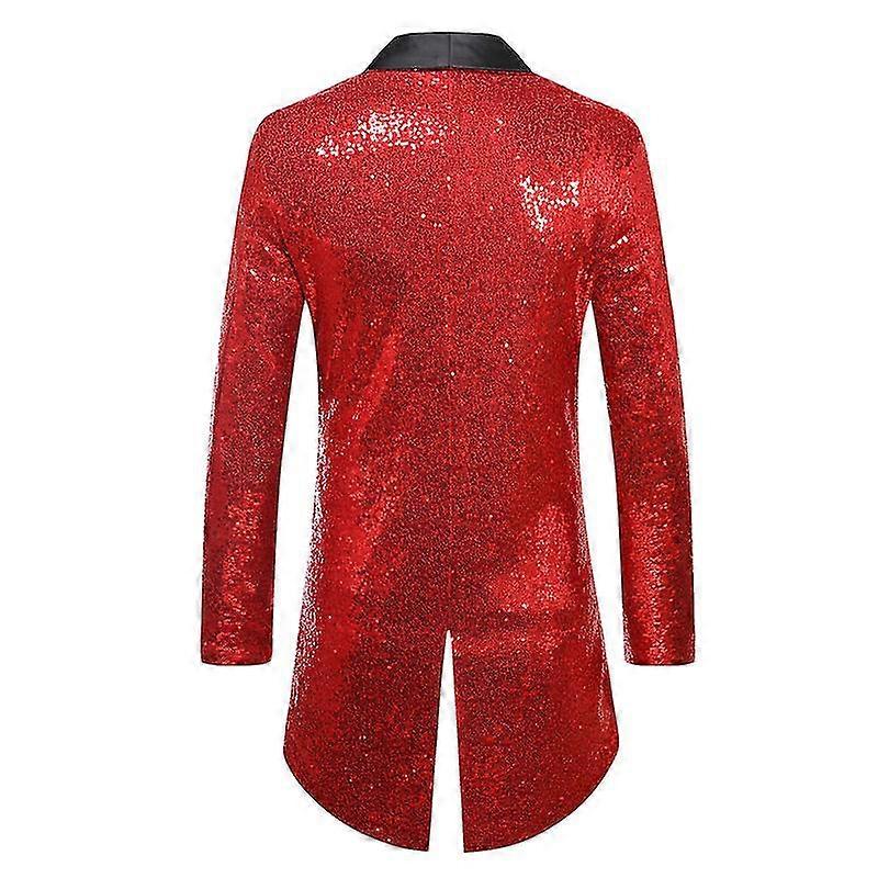 Men's Sequin Tuxedo Tailcoat Swallowtail Suit Blazer Jacket Formal ...