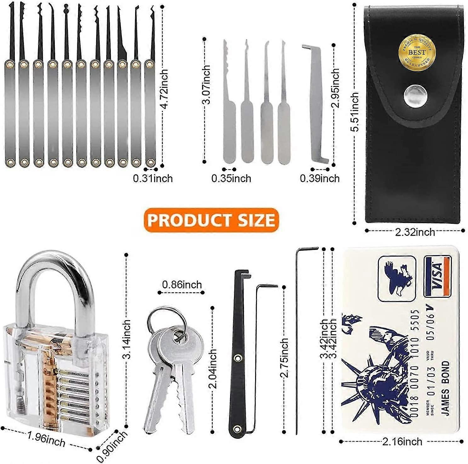 20piece Lock Pick Set, With Transparent Practice Padlock, Pick Lock Kit ...