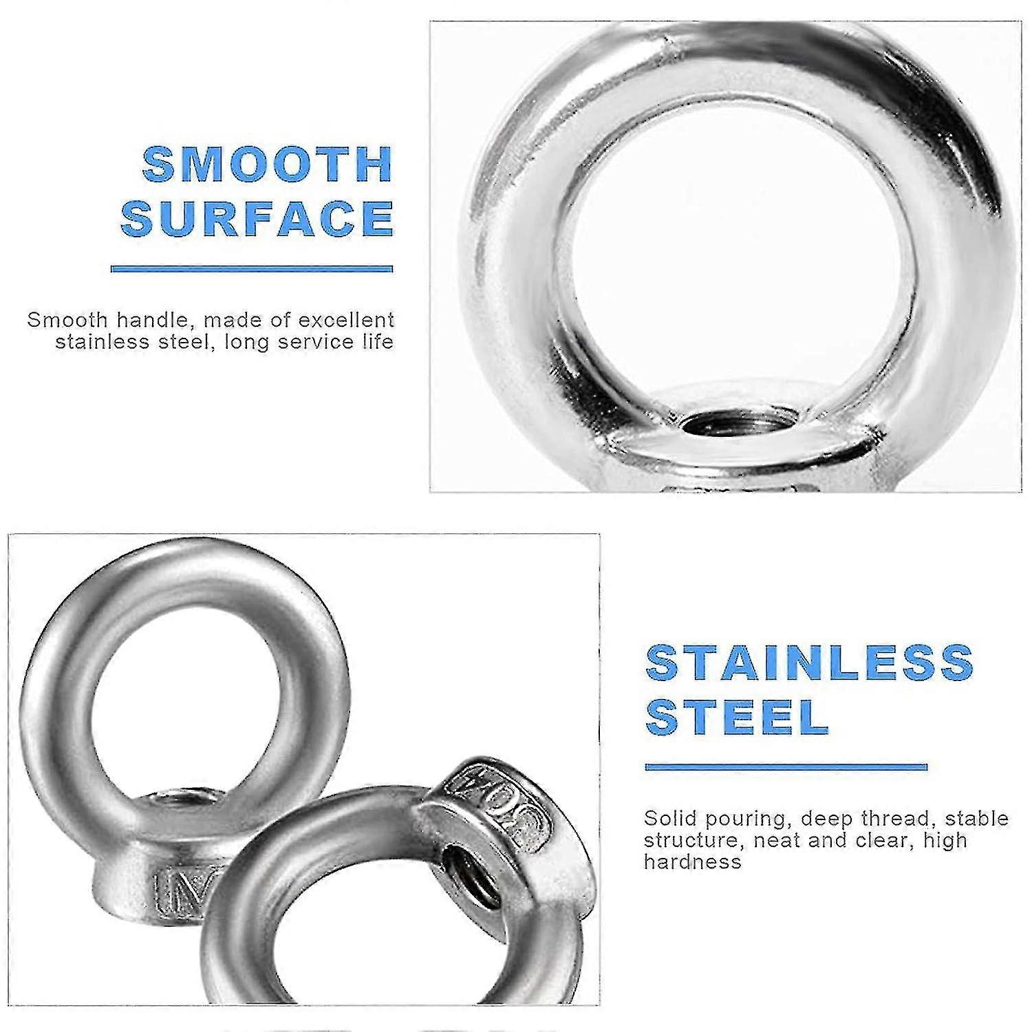 10 Pieces Stainless Steel Ring Nut, M8 Lifting Eye Nut, Hardware Eye ...