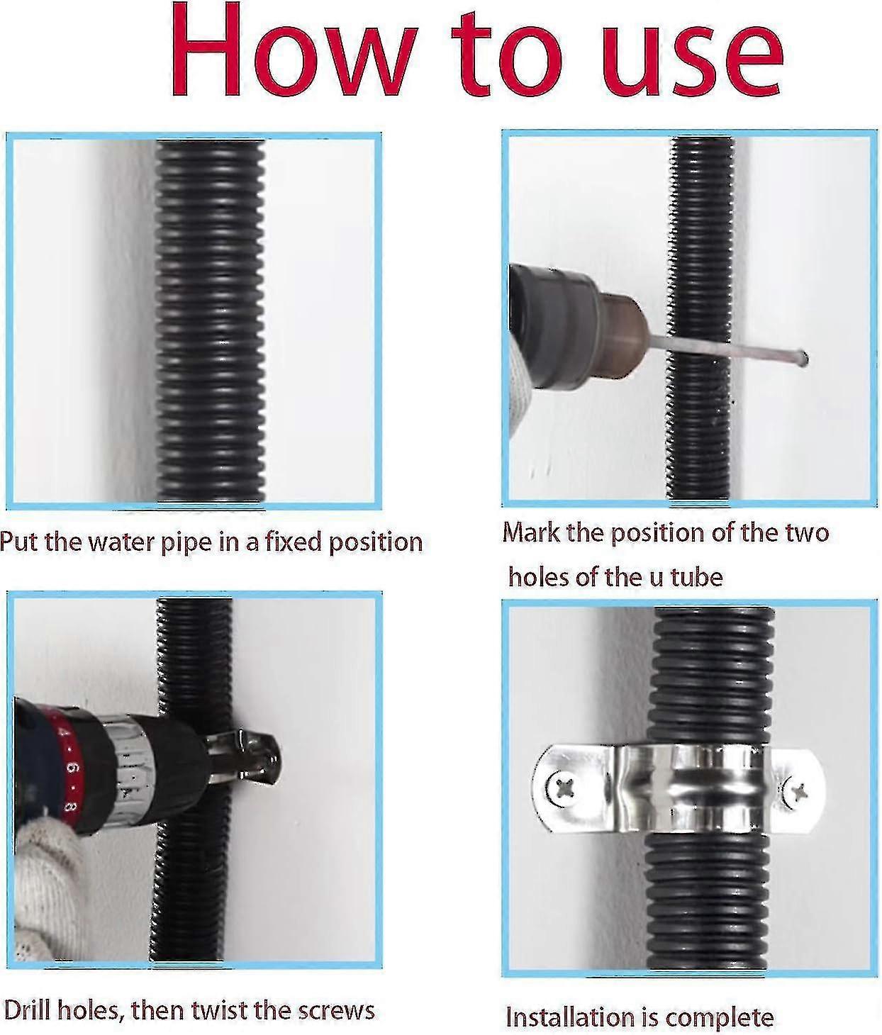 20pcs 10mm Pipe Strap Clamp 304 Stainless Steel Pipe Clips Two Hole ...