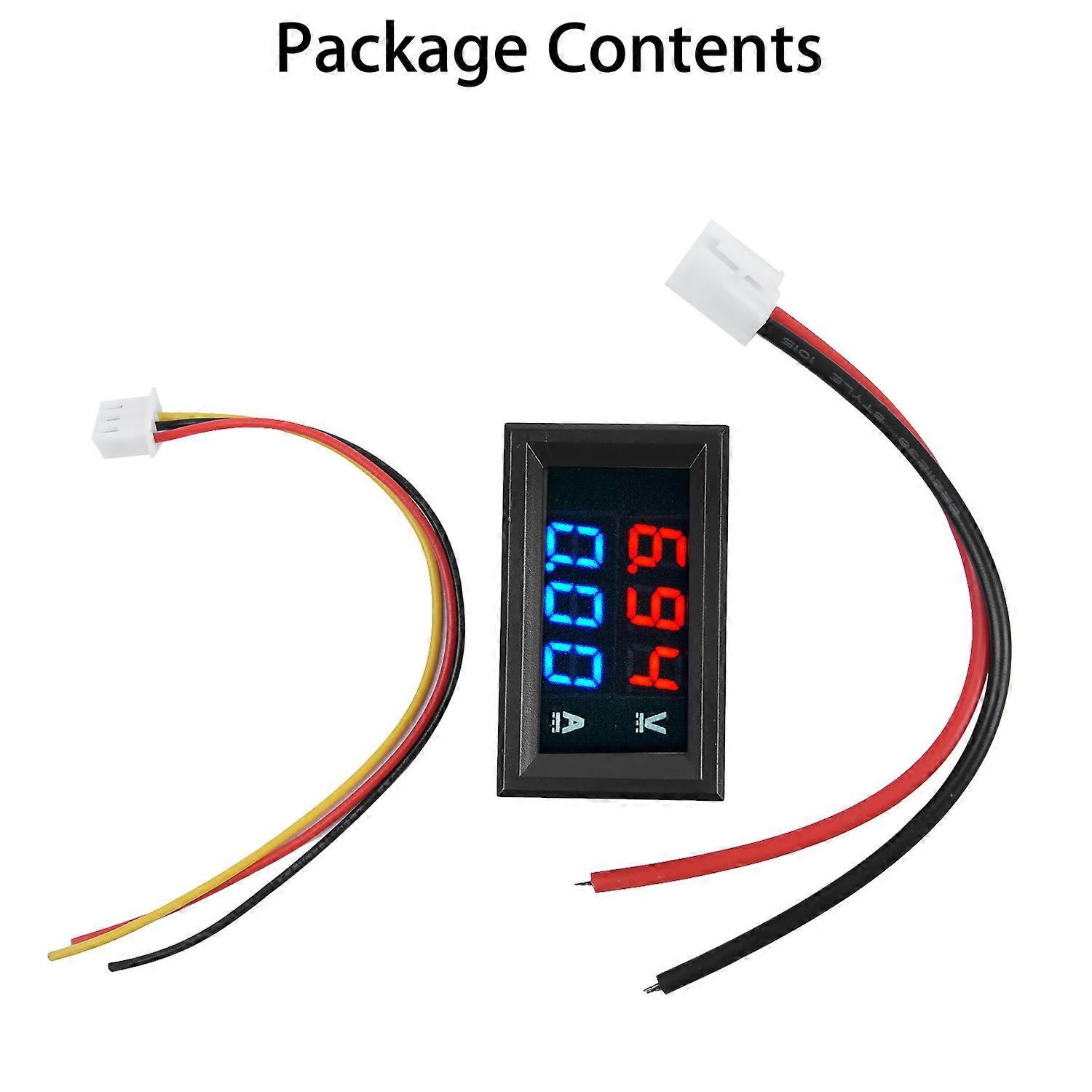 DC 100V Voltmeter Ammeter LED Dual Digital Tube Measure Current Voltage ...