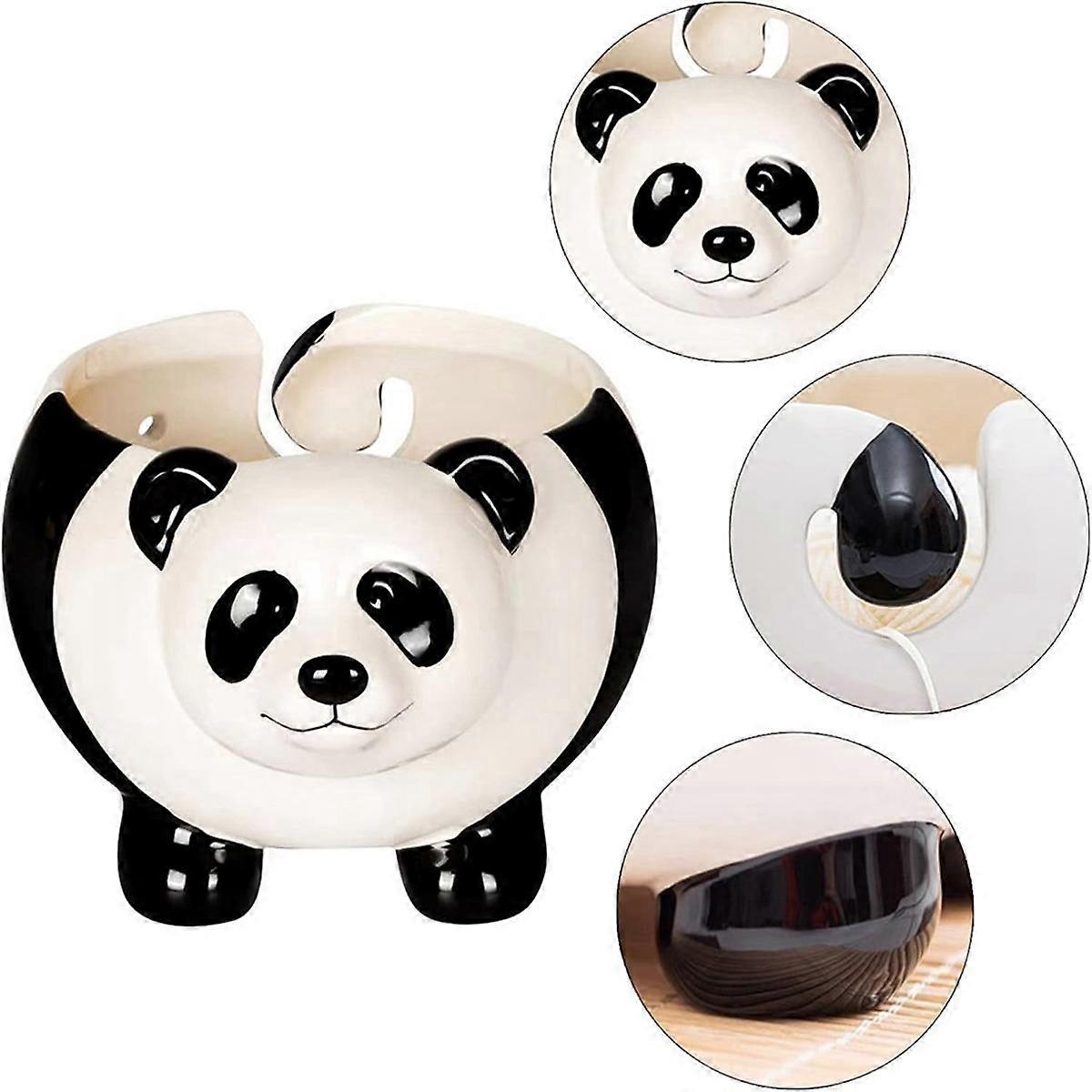 Panda Shape Yarn Bowl, Knitting Wool Storage Basket Round with Holes ...