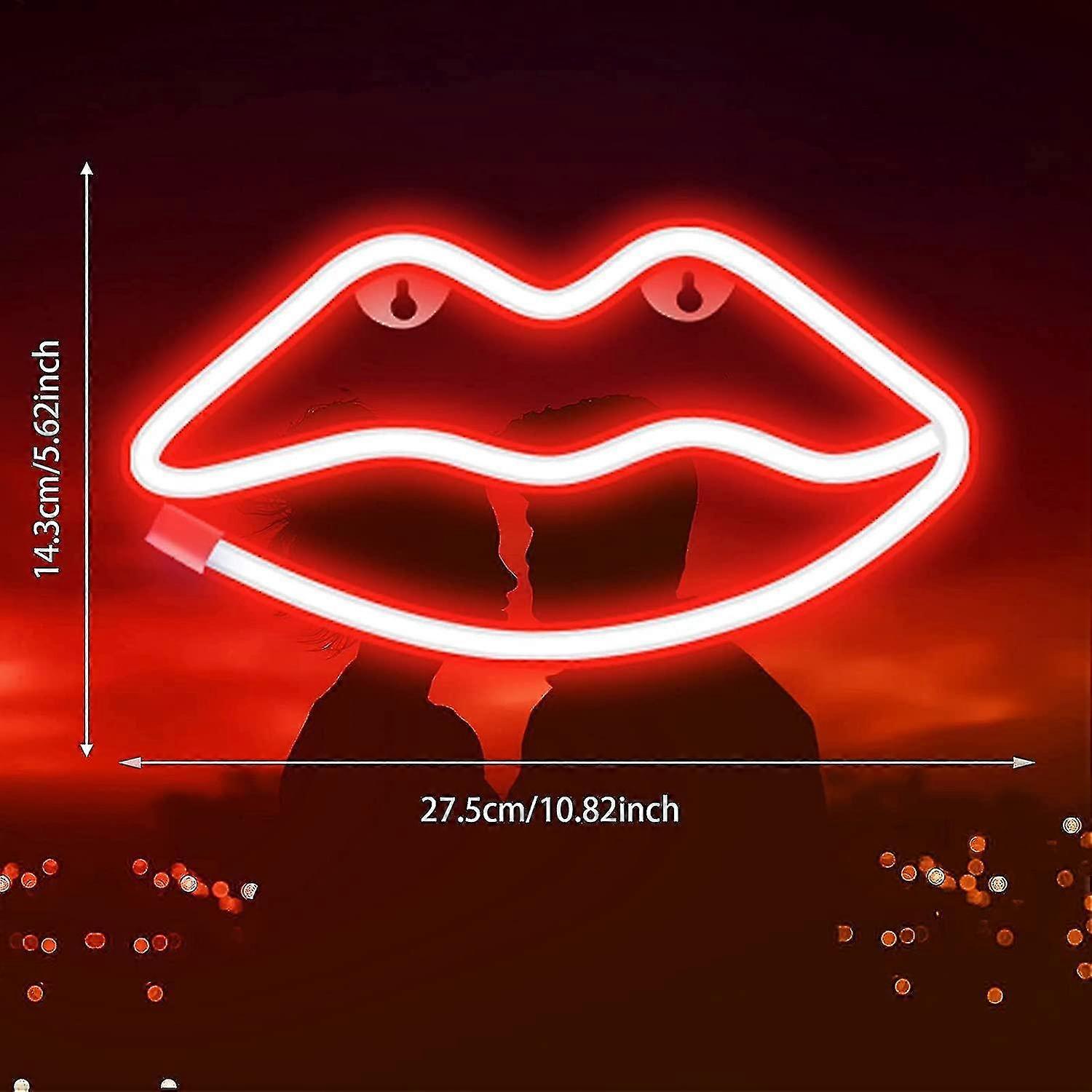 Lips Neon Sign, Led Neon Light Wall Light Wall Decor, Battery Or Usb ...