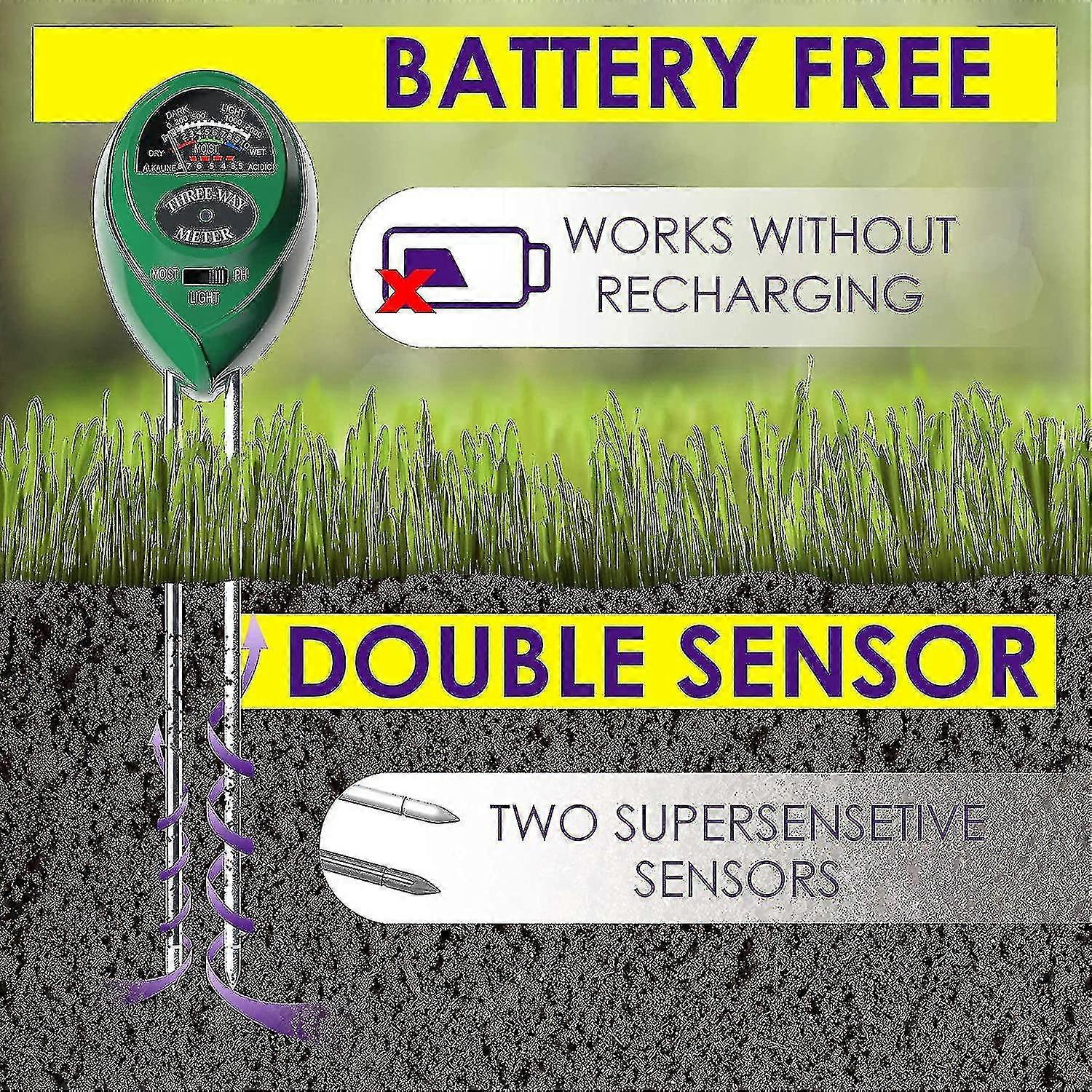3 In 1 Moisture Tester Light Ph Tool Meter For Garden Farm Plant ...